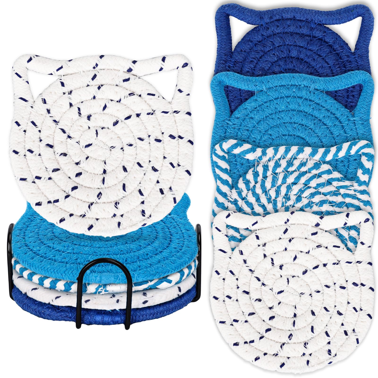 Amazon.com: Whaline Winter Coasters Cat Ear Shape Handmade Braided ...