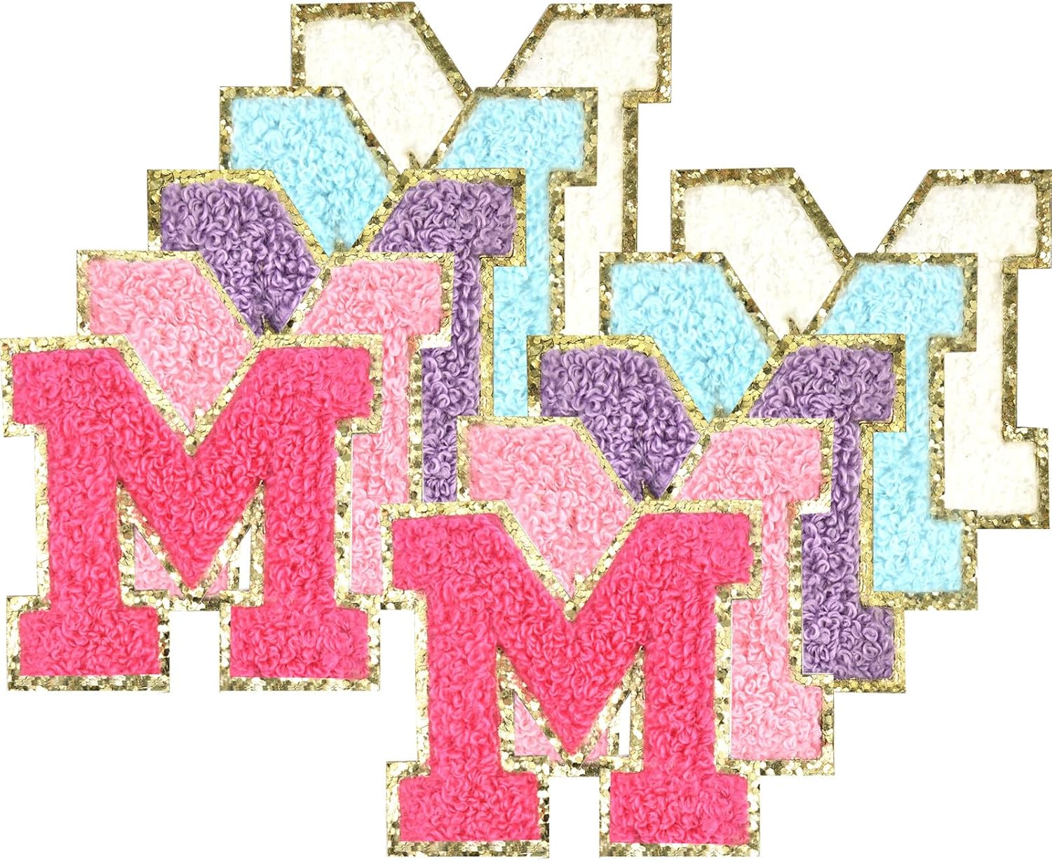 Amazon.com: 10Pcs Self Adhesive Chenille Letter Patches Iron on Varsity ...