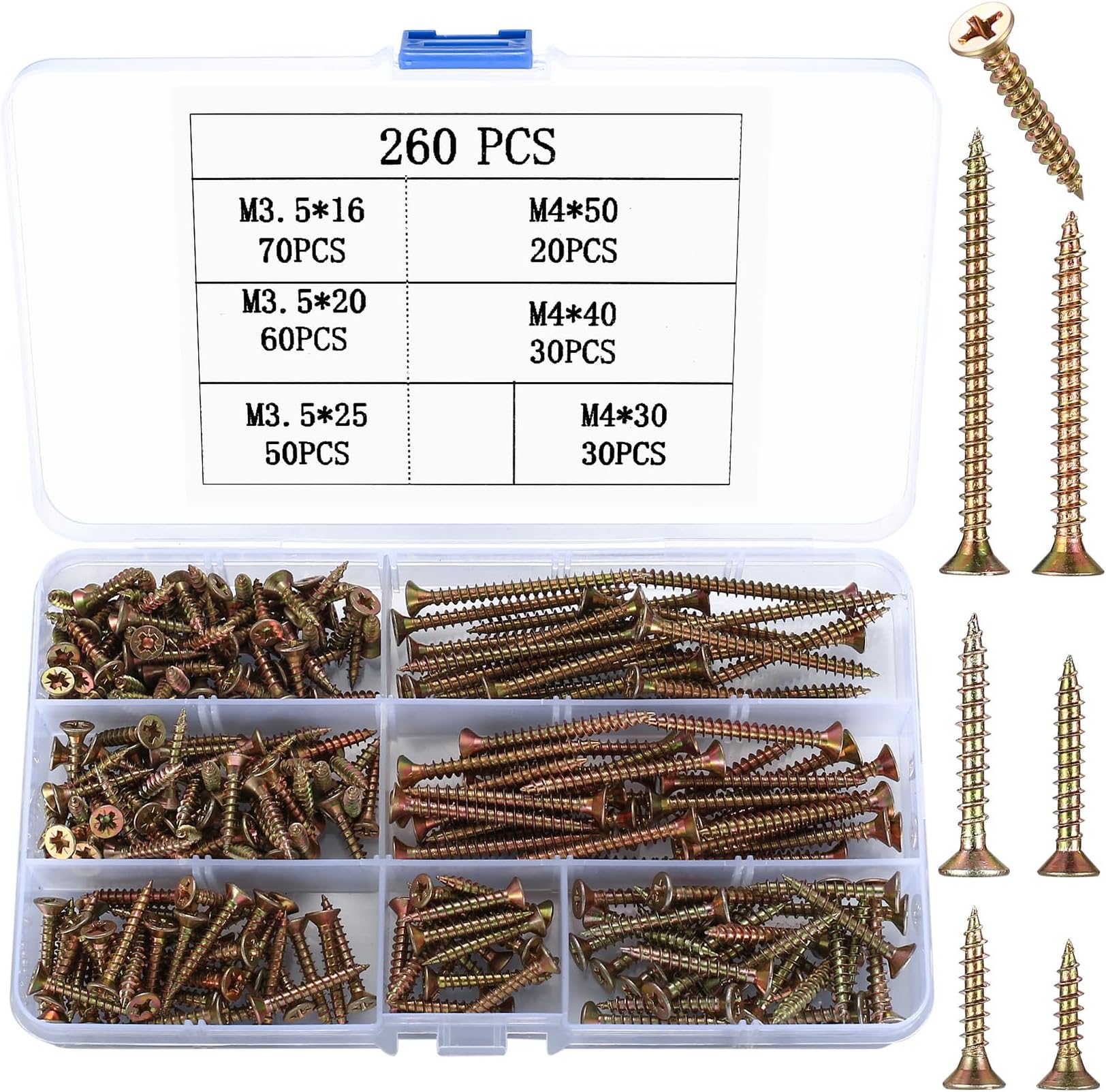 Connex Universalschrauben-Sortiment 480-teilig - Diverse Größen in Stapelbox - Senkkopf - PZ ...