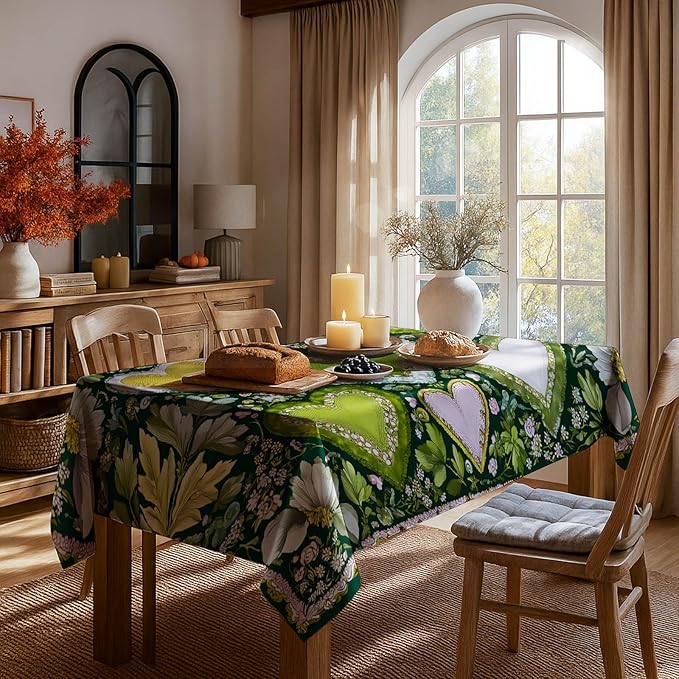 Amazon.com: HOMETITUTE Rectangle Tablecloth Heart Dining Tablecloth ...