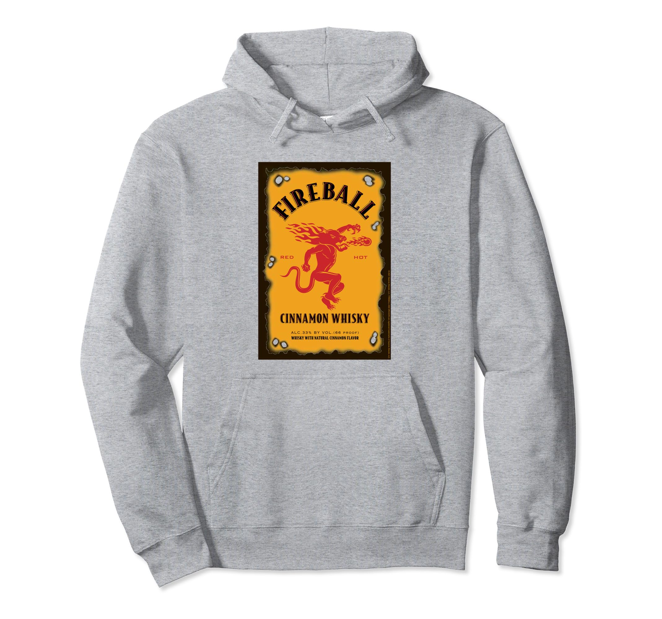 Amazon.com: Fireball Cinnamon Whisky Bottle Label Pullover Hoodie ...