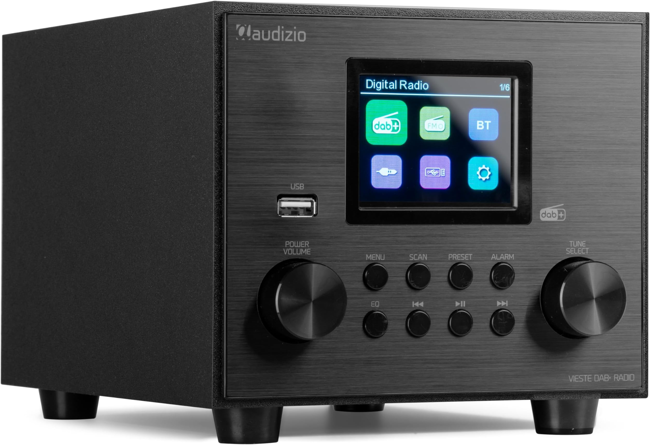 Audizio Vieste DAB Digital Radio with Bluetooth Speaker, DAB+, Built-In Subwoofer (60W), FM, USB ...