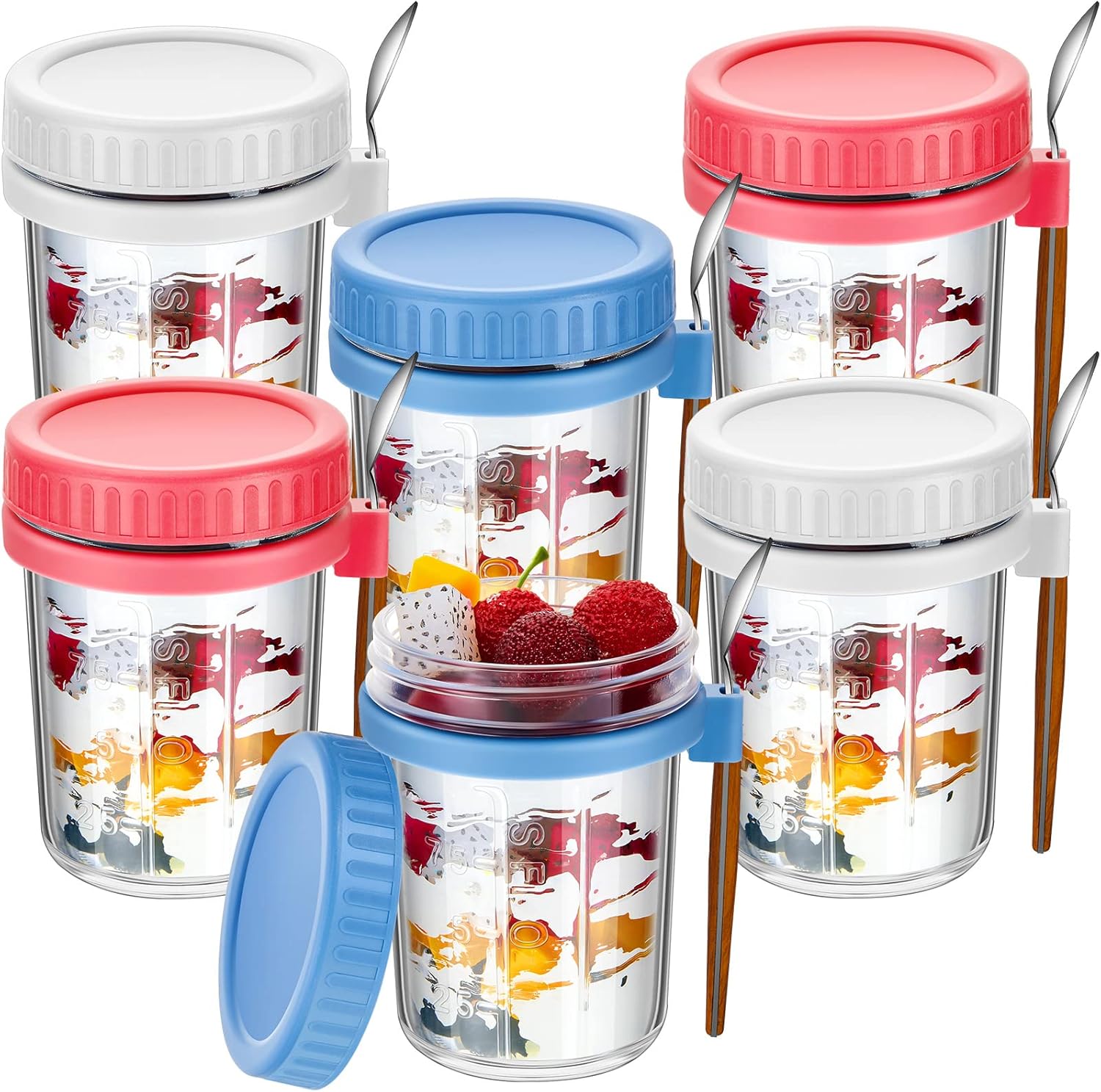 Amazon.com: Irenare Set of 6 Overnight Oats Containers with Lids and ...