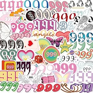 Amazon.com: 50Pcs Angel Number 999 Stickers Cute Cartoon Number 999 ...