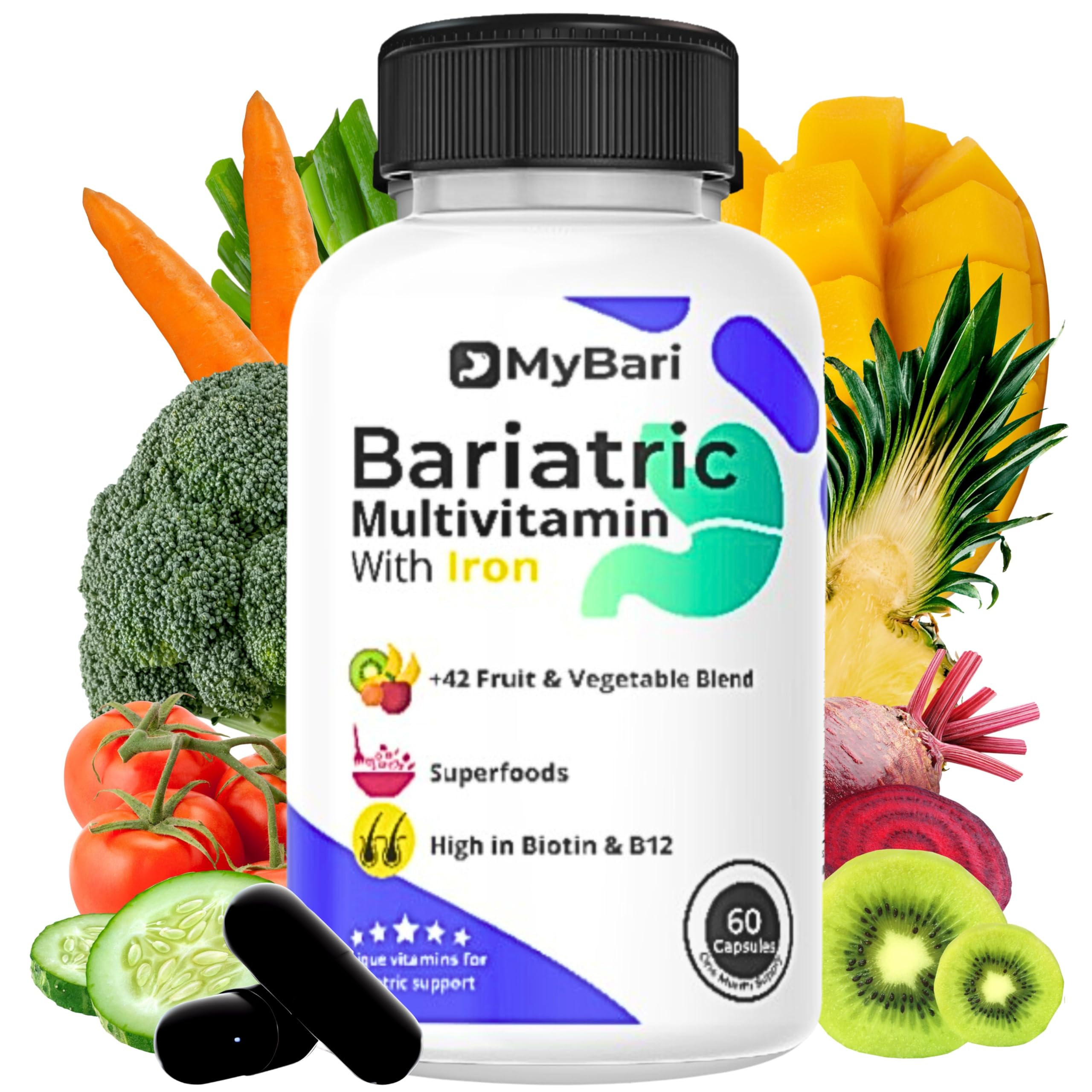 MyBari Multivitamínico Bariátrico Completo com Ferro, Fabricado nos EUA ...