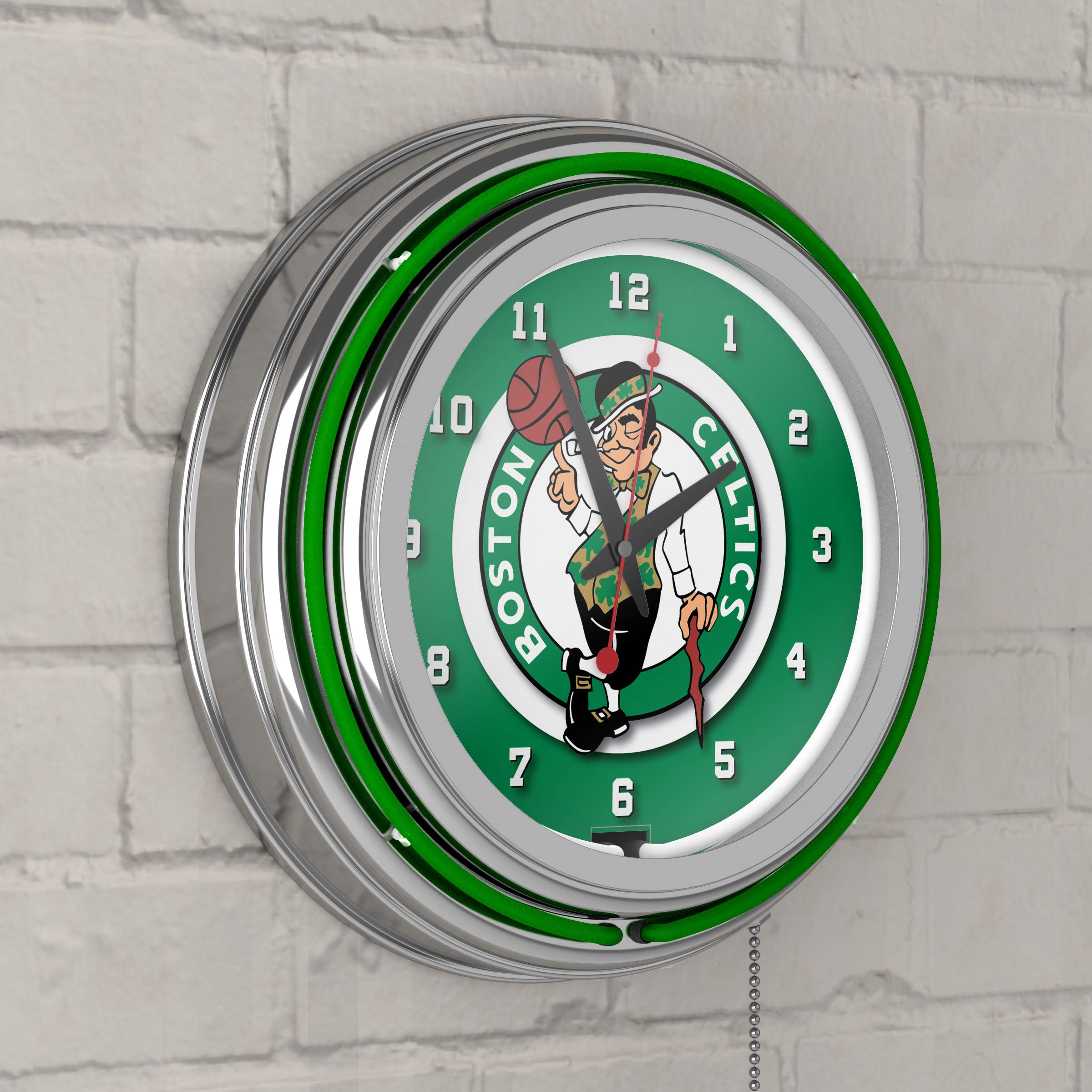 Boston Celtics NBA Chrome Double Ring Neon Clock