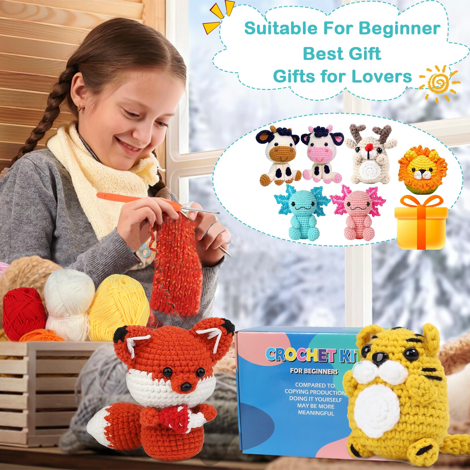 Snapklik.com : Crochet Kit For Beginners Adults Kids, 2 Pack Cow ...