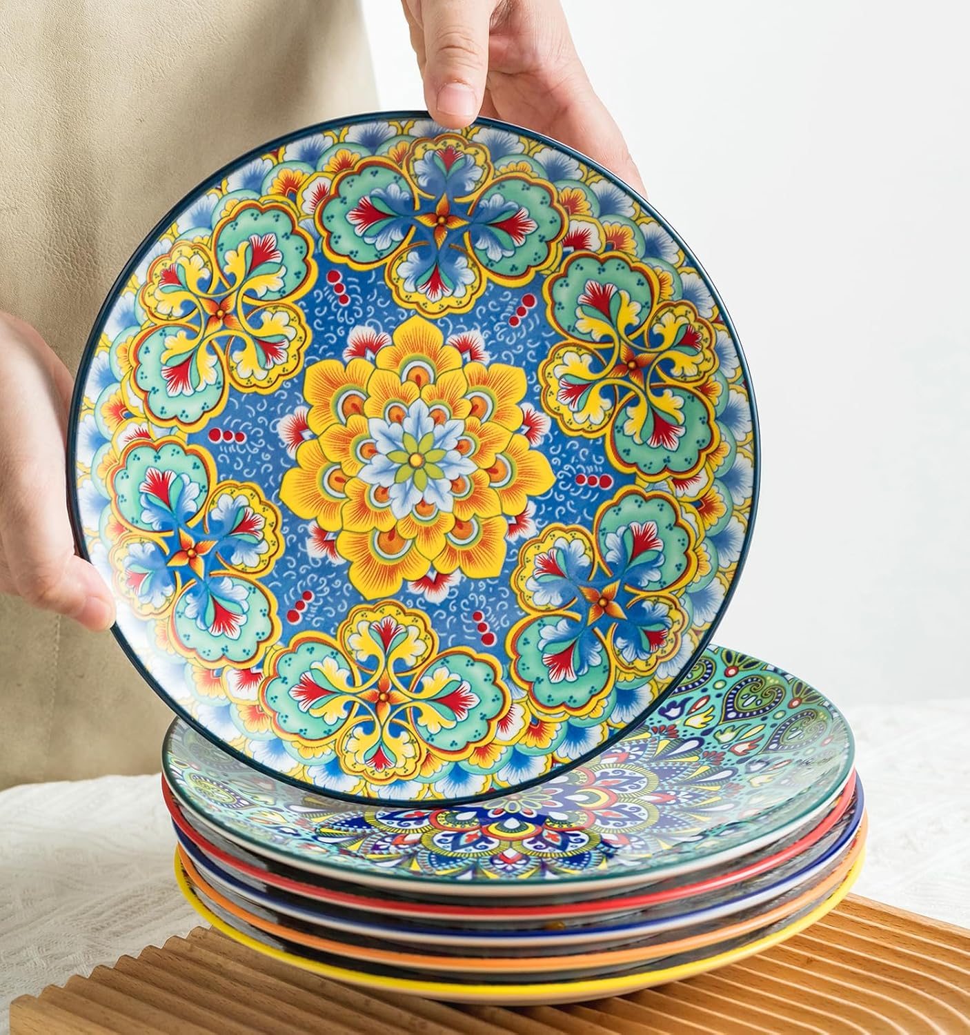 Amazon.com | Ceramic Dinner Plates, 8.5 Inch Small Salad Dessert Plate ...
