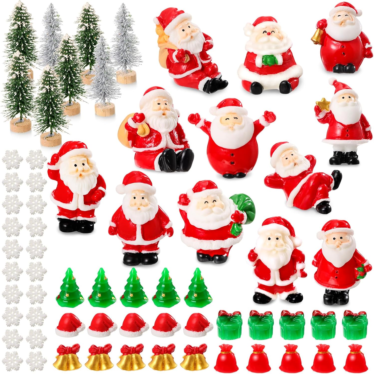 Amazon.com: Sawysine 64 Pcs Christmas Miniatures Figurines Santa Xmas ...