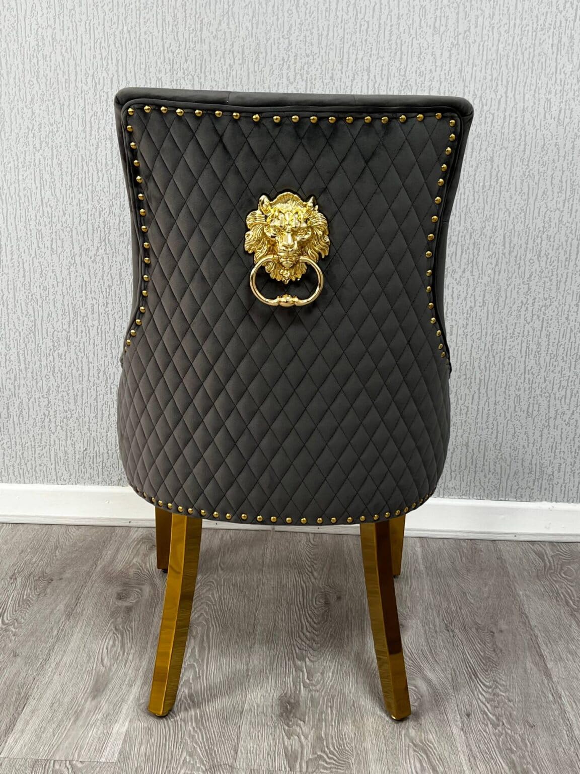 Majestic Grey Gold Lion Knocker Chair Set of 2 : Amazon.co.uk: Home ...