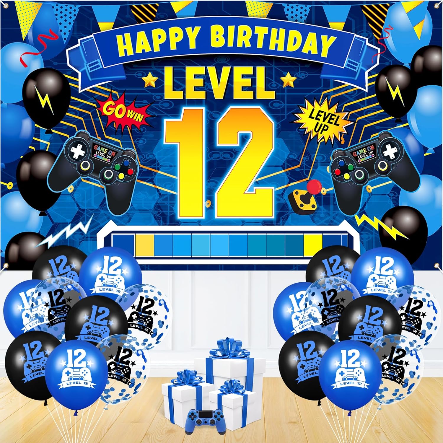 Amazon.com: Video Game 12th Birthday Decorations for Boys Blue Game ...