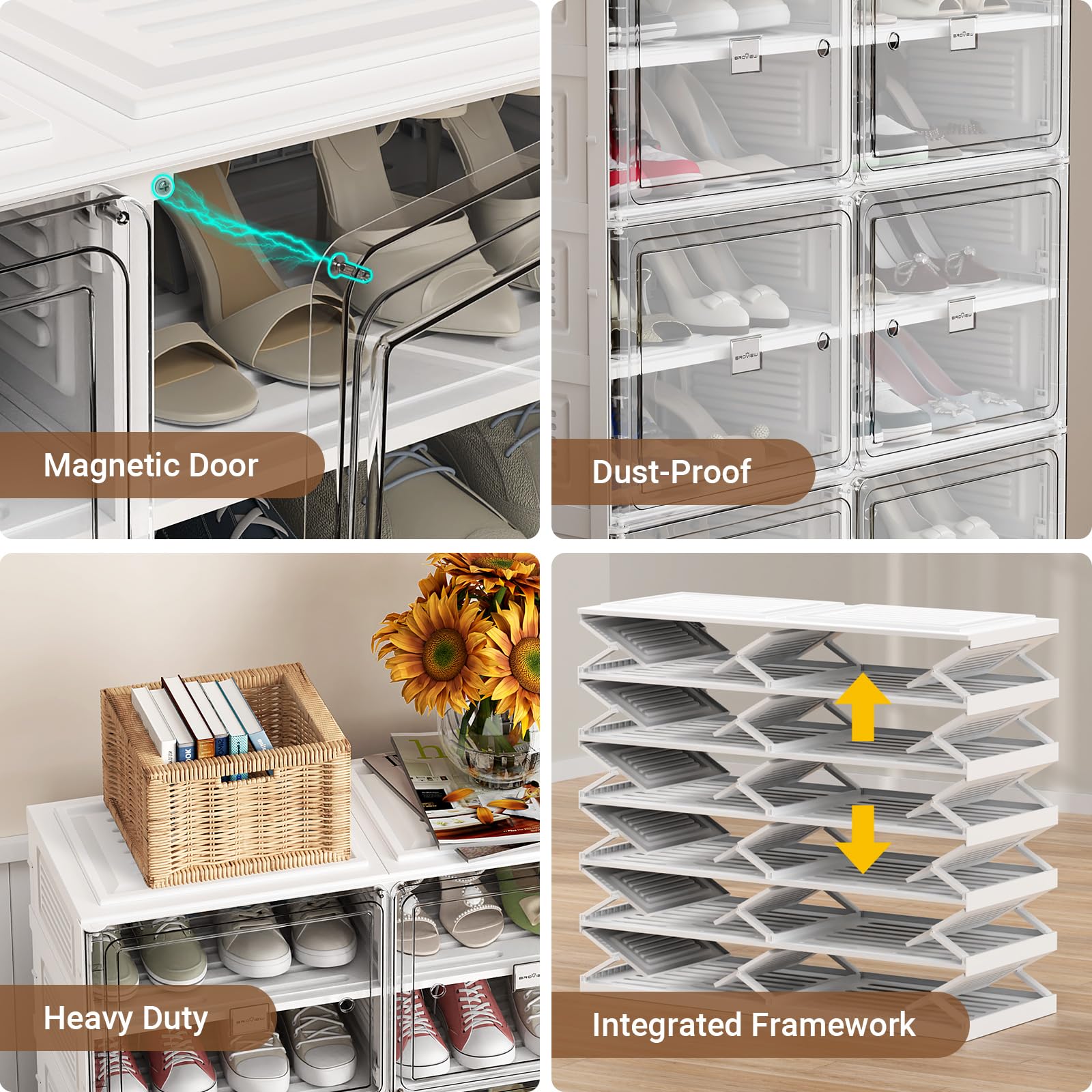 Snapklik.com : BROVIEW 3 Tiers 6 Pairs Heavy Duty Shoe Storage And ...