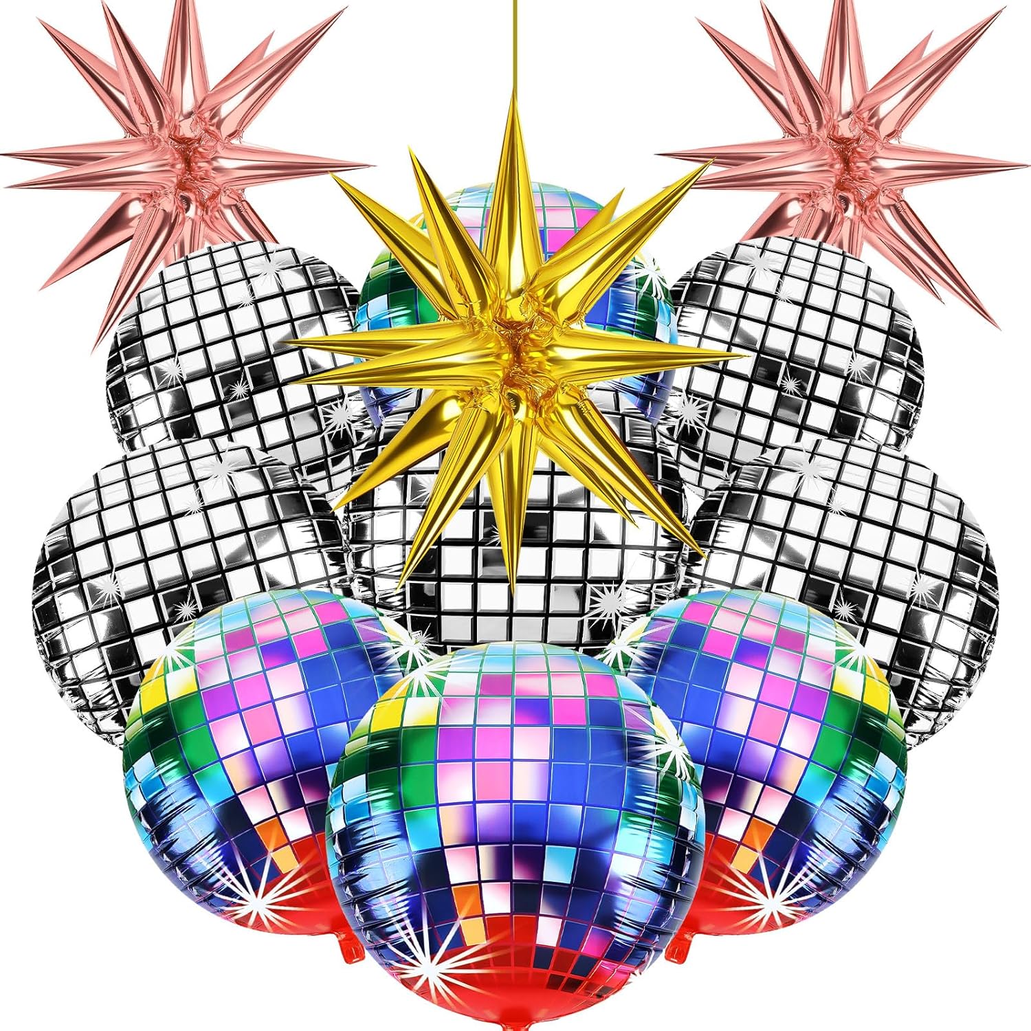 Amazon.com: NOVWANG 14pcs Disco Ball Balloons, 4D Large Foil Balloons ...