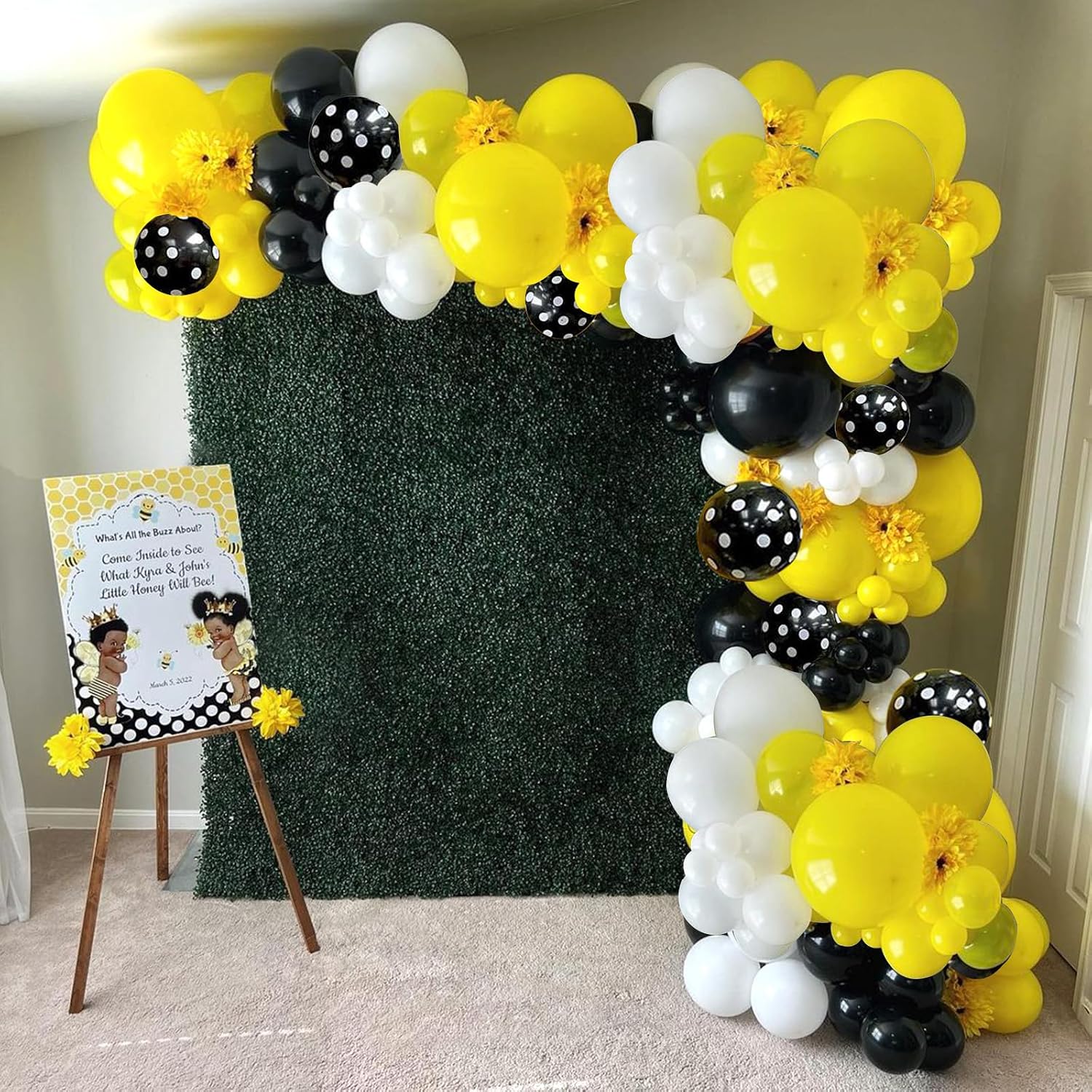 Amazon.com: Bee Balloons Arch Kit-124pcs Yellow and White Black ...