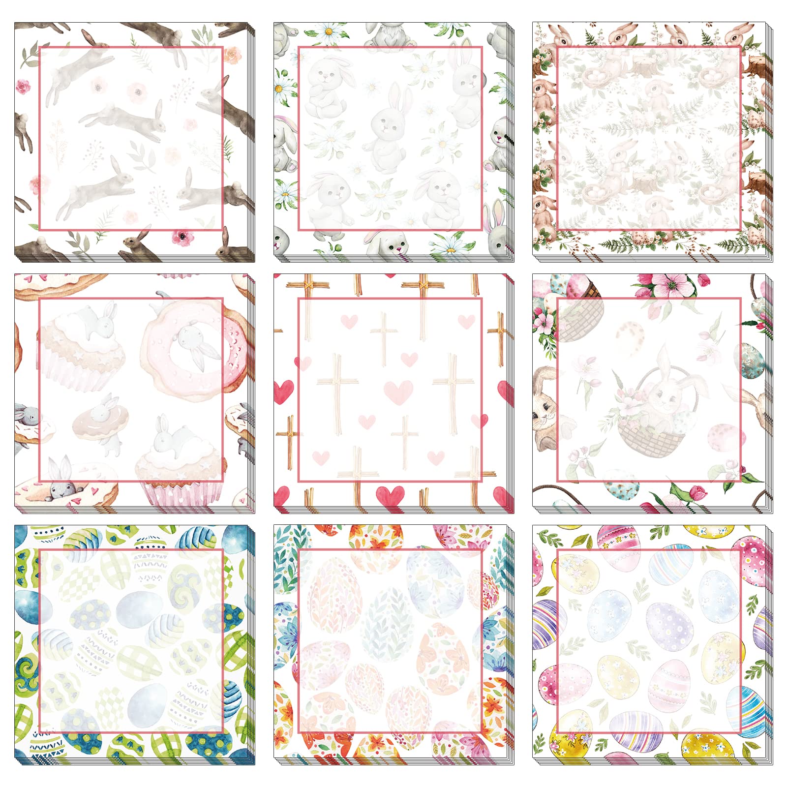 Amazon.com : 9 Pcs Easter Sticky Notes Easter Note Pads with Bunny Eggs ...
