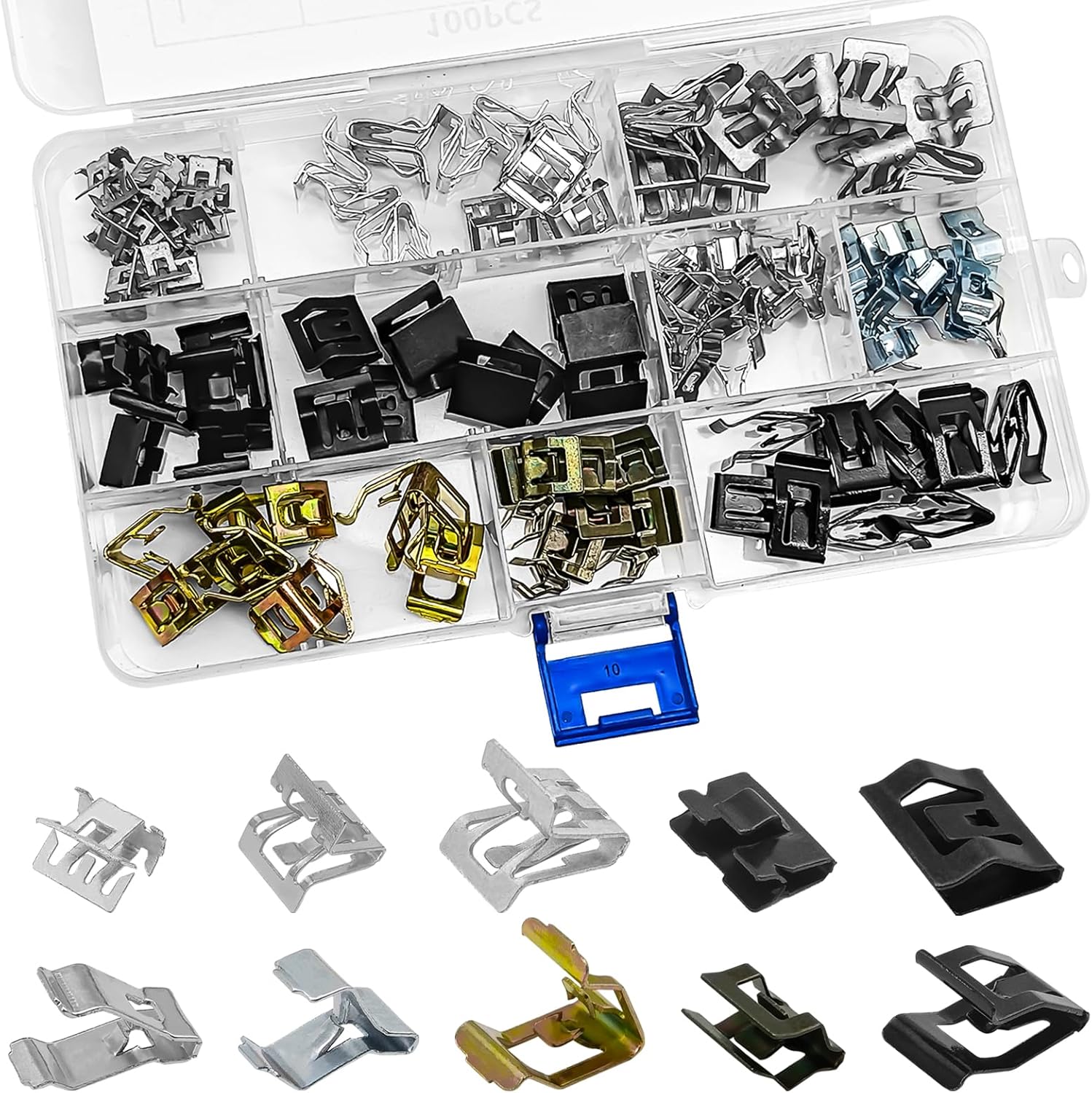 Amazon.com: 100Pcs 10 Sizes Metal Trim Clip - Panel Spring Clip Kit 7 ...