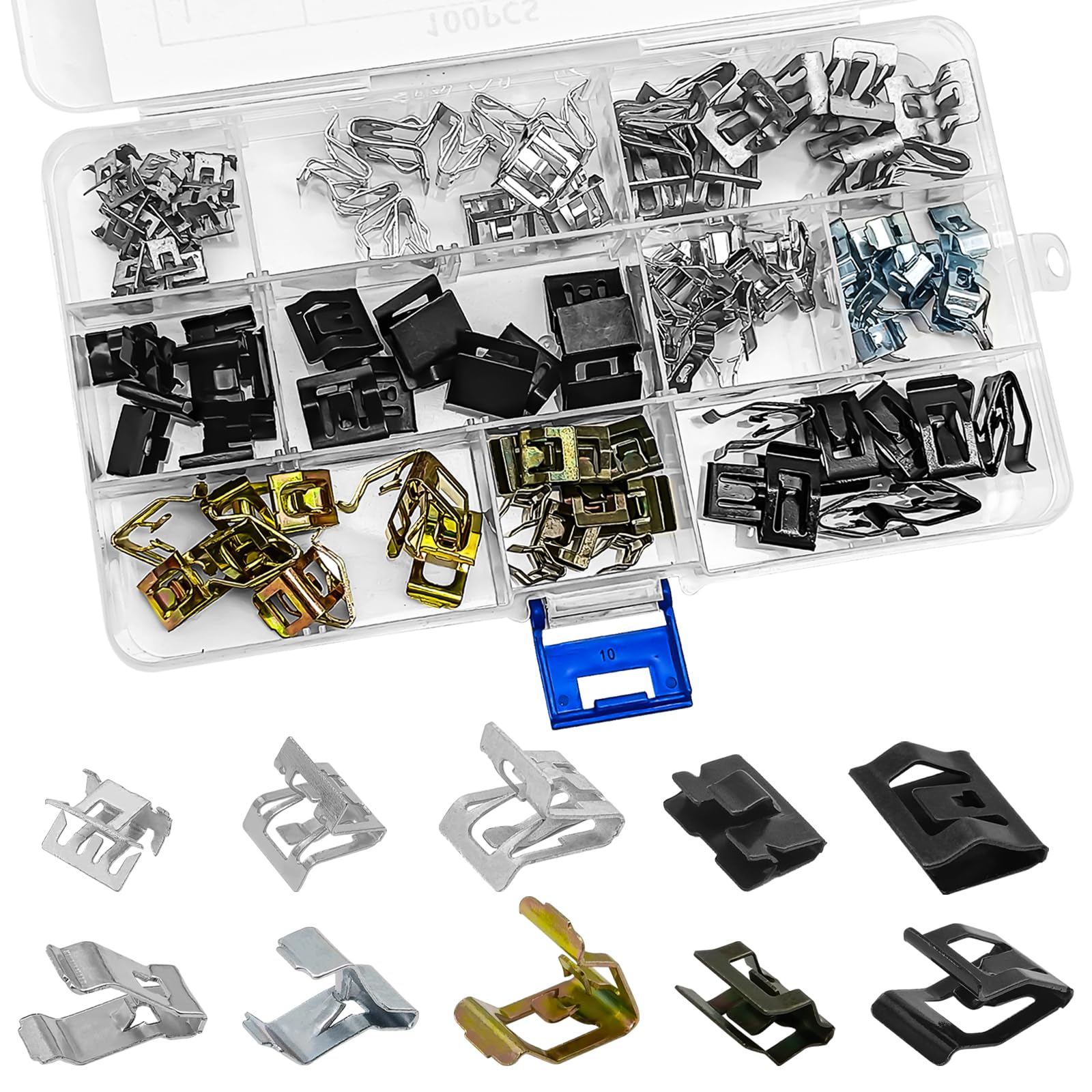 Amazon.com: 100Pcs 10 Sizes Metal Trim Clip - Panel Spring Clip Kit 7 ...