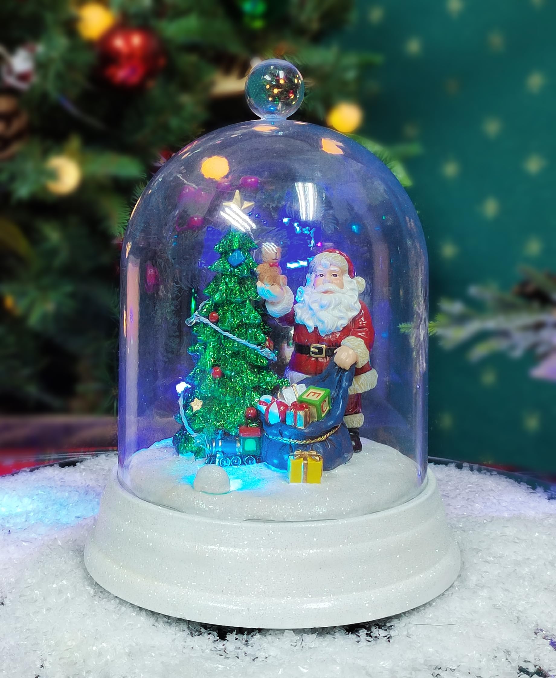 Amazon.com: MOMENTS IN TIME 8.5”H Plastic Christmas Santa Dome with LED ...