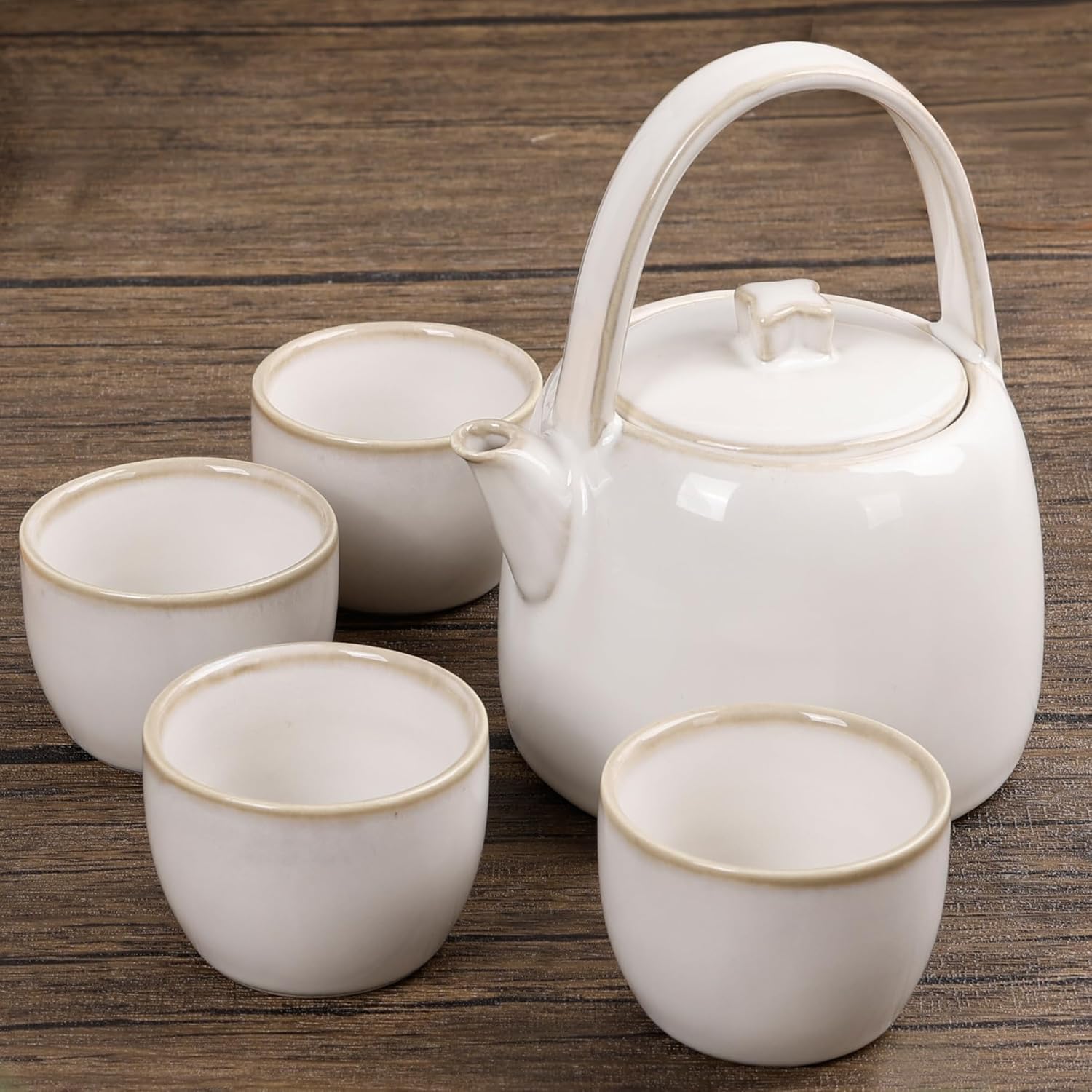 Amazon.com | Ceramic Tea Sets 5-piece Japanese Beautiful Asian Porcelain Tea Pot with Tea Cups ...