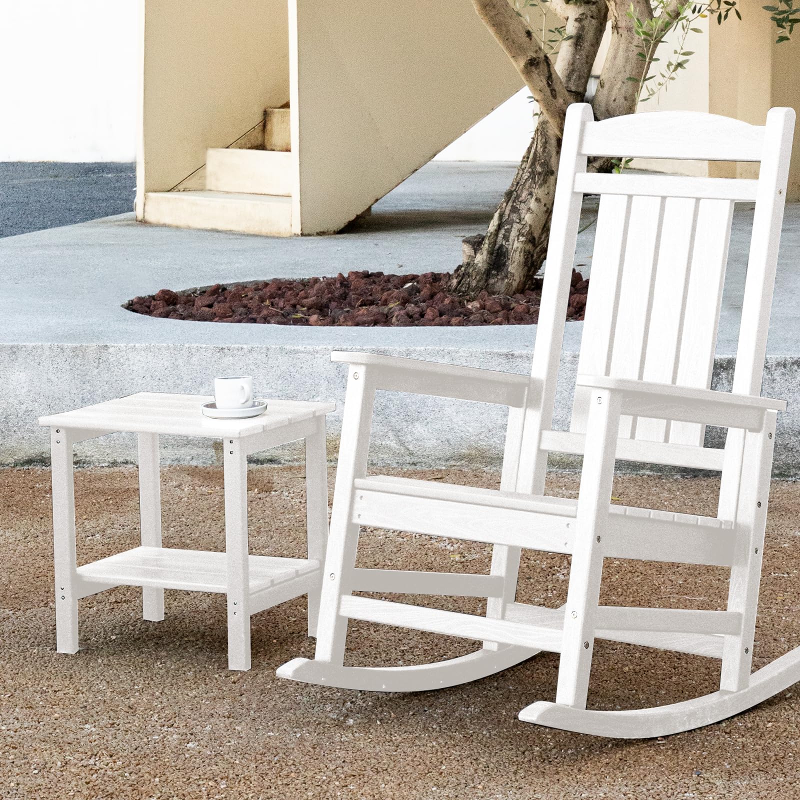 KINGYES Outdoor Side Table Set of 2, Double Layer Adirondack End Table ...