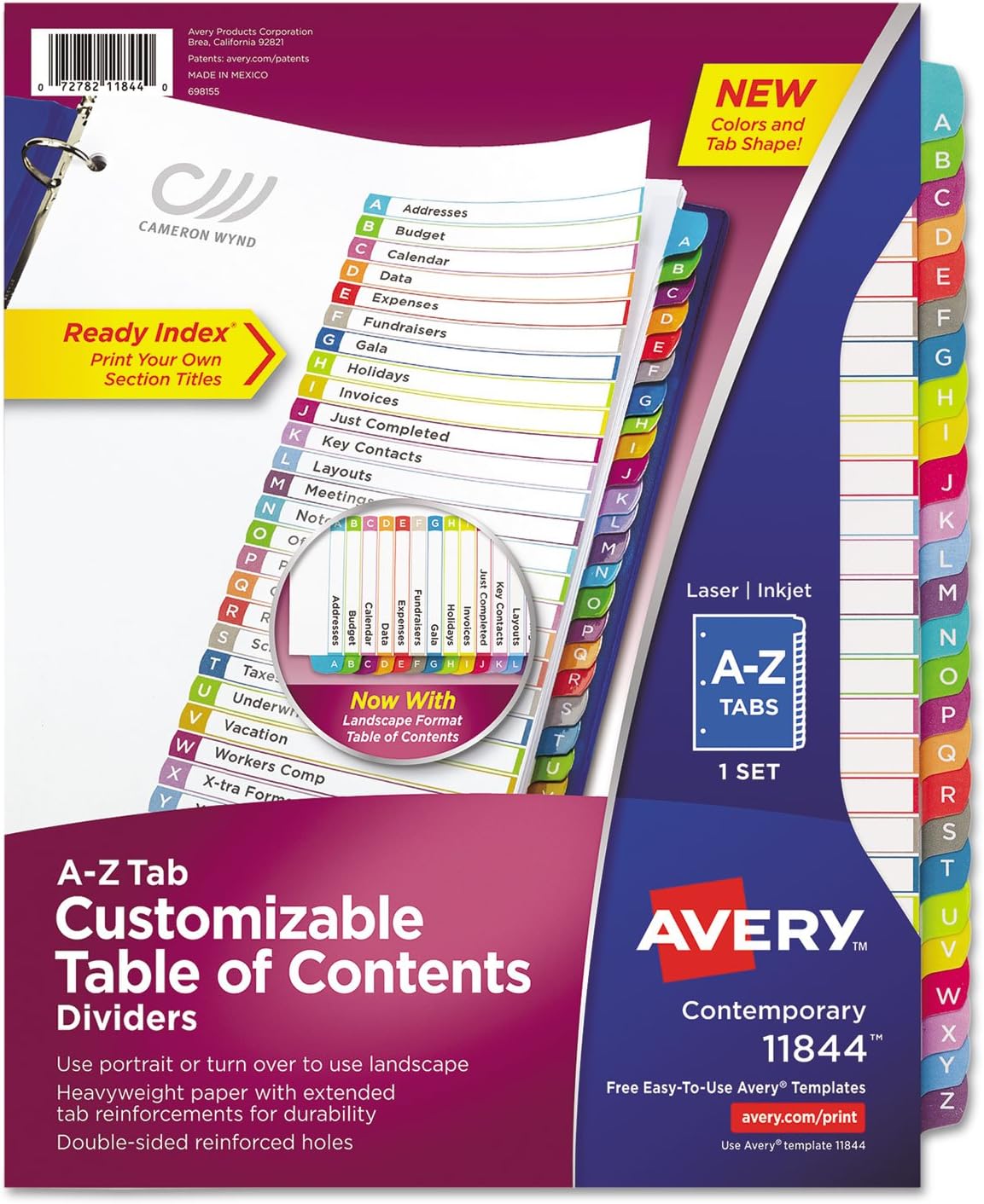 Amazon.com : Avery Extra-Wide 8 Tab Dividers for 3 Ring Binders ...