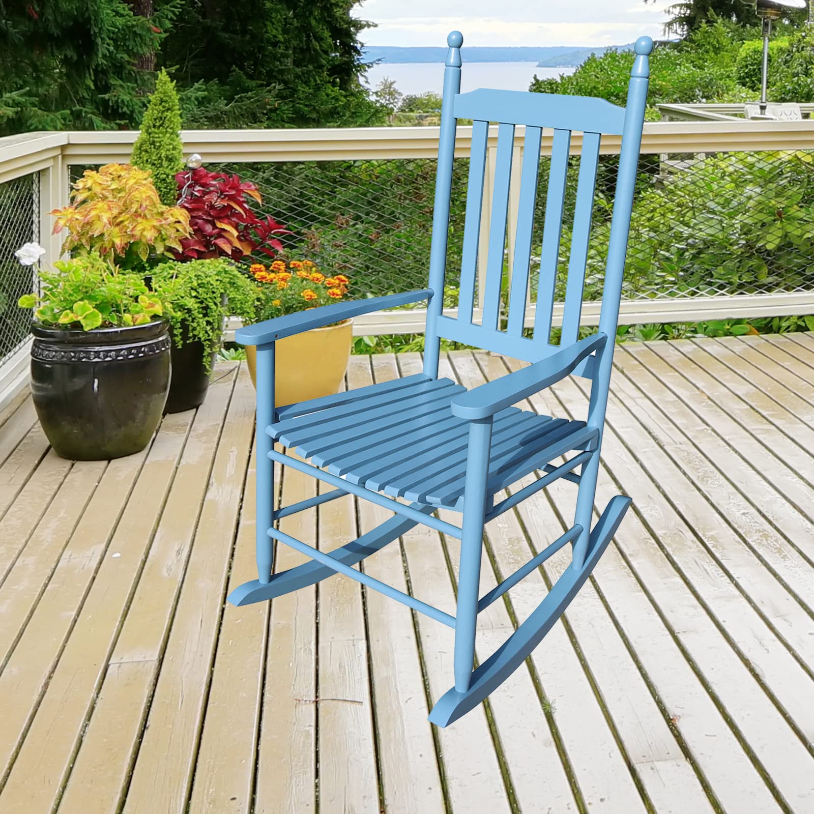 Amazon.com: HomVent Rocking Chair Porch Rocking Chair,Wooden Rocker ...