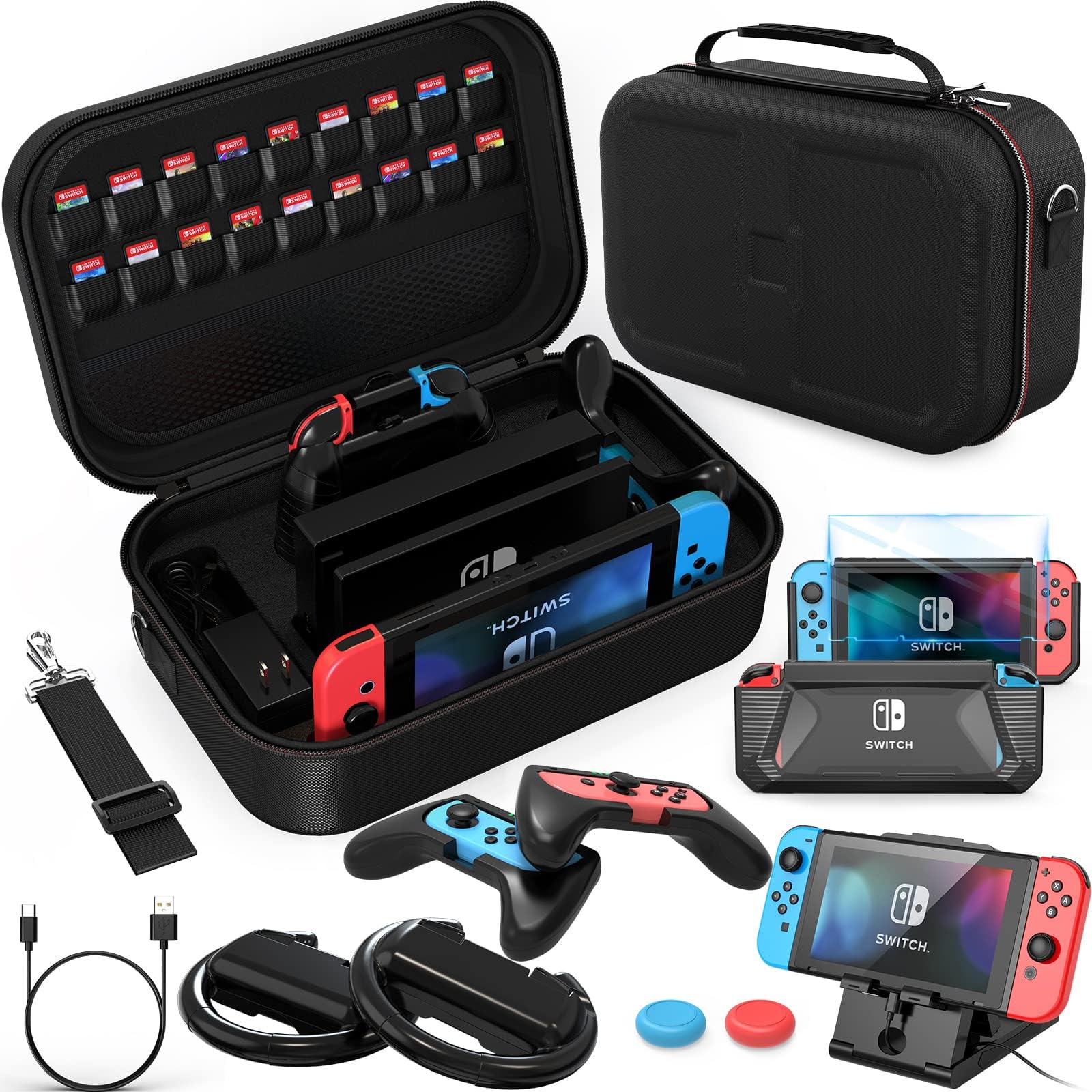Deruitu Zubehör Set Kompatibel mit Nintendo Switch (18 in 1) - Switch ...
