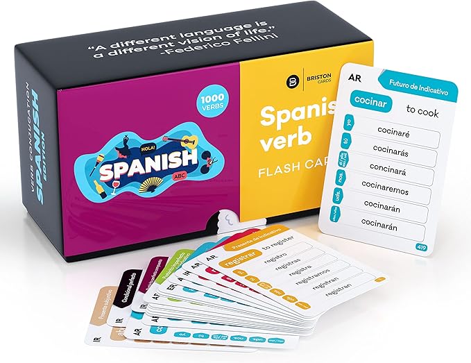 Amazon.com: Spanish Verb Conjugation Flash Cards with 6 Tenses (1,000 ...