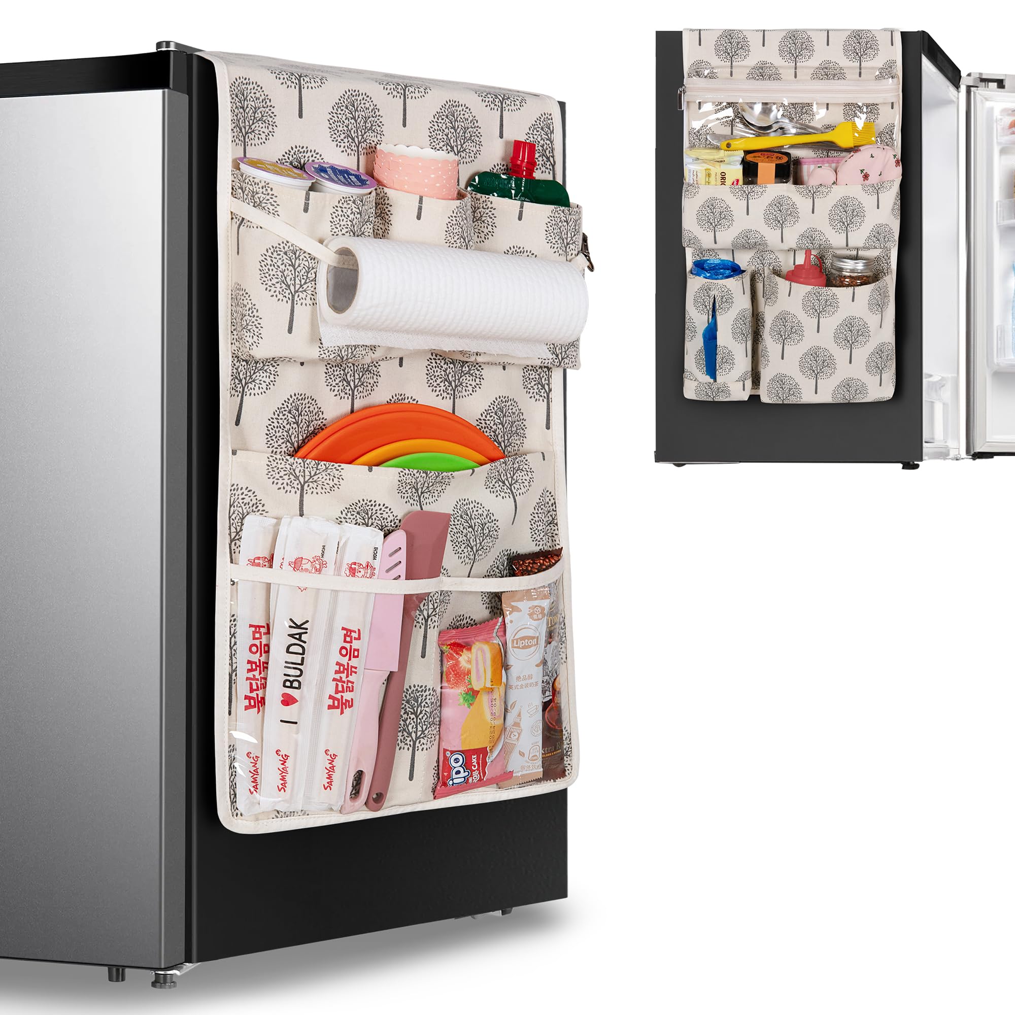 Amazon.com: Rexmica Mini Fridge Organizer with 11 Pockets, Mini Fridge ...