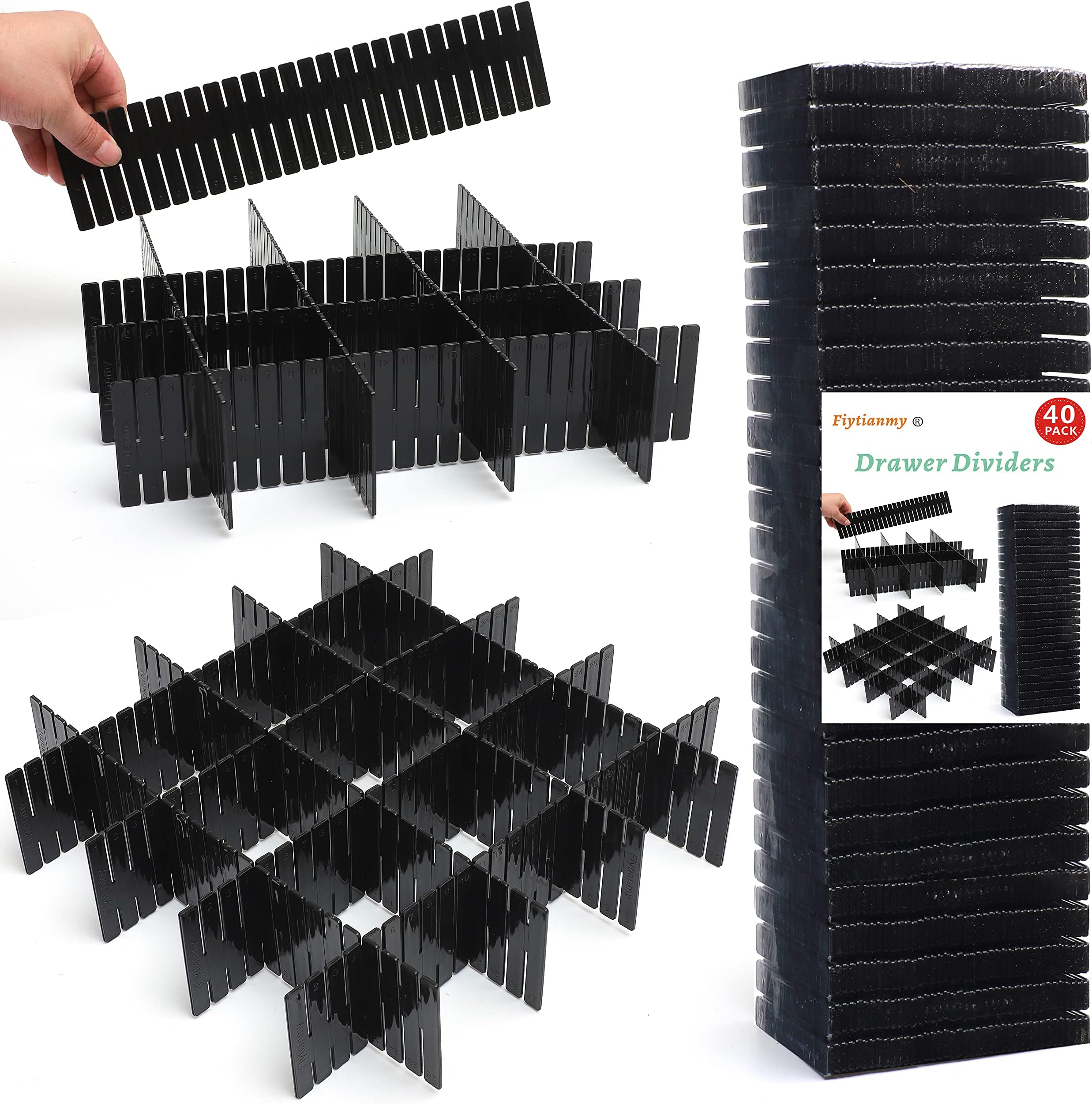 DVHOK 45Pcs Drawer Dividers, Adjustable Drawer Organiser, Cut at Will ...