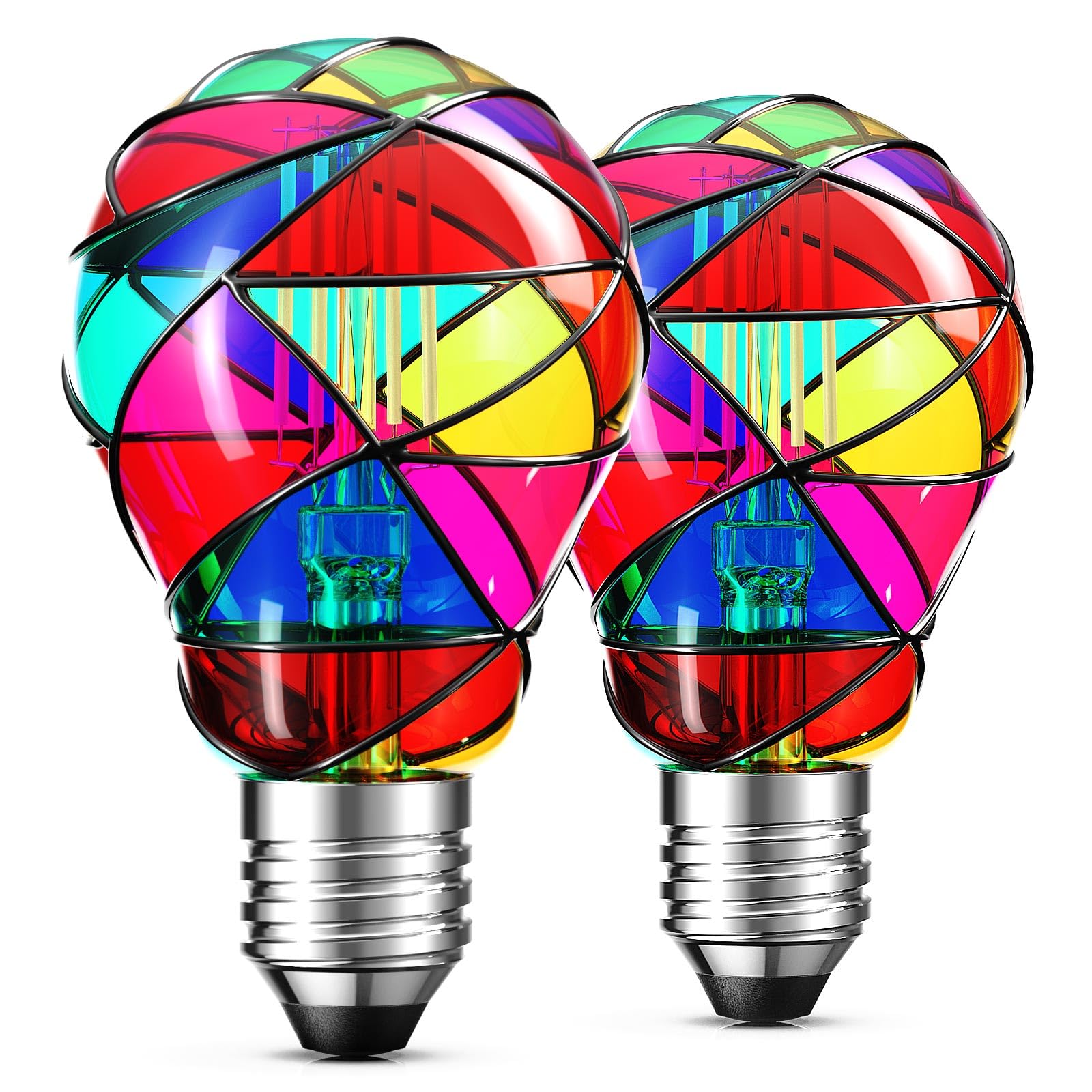 Hompavo Upgraded Dimmable LED Stained Glass Light Bulb, Non-Flicker E26 ...