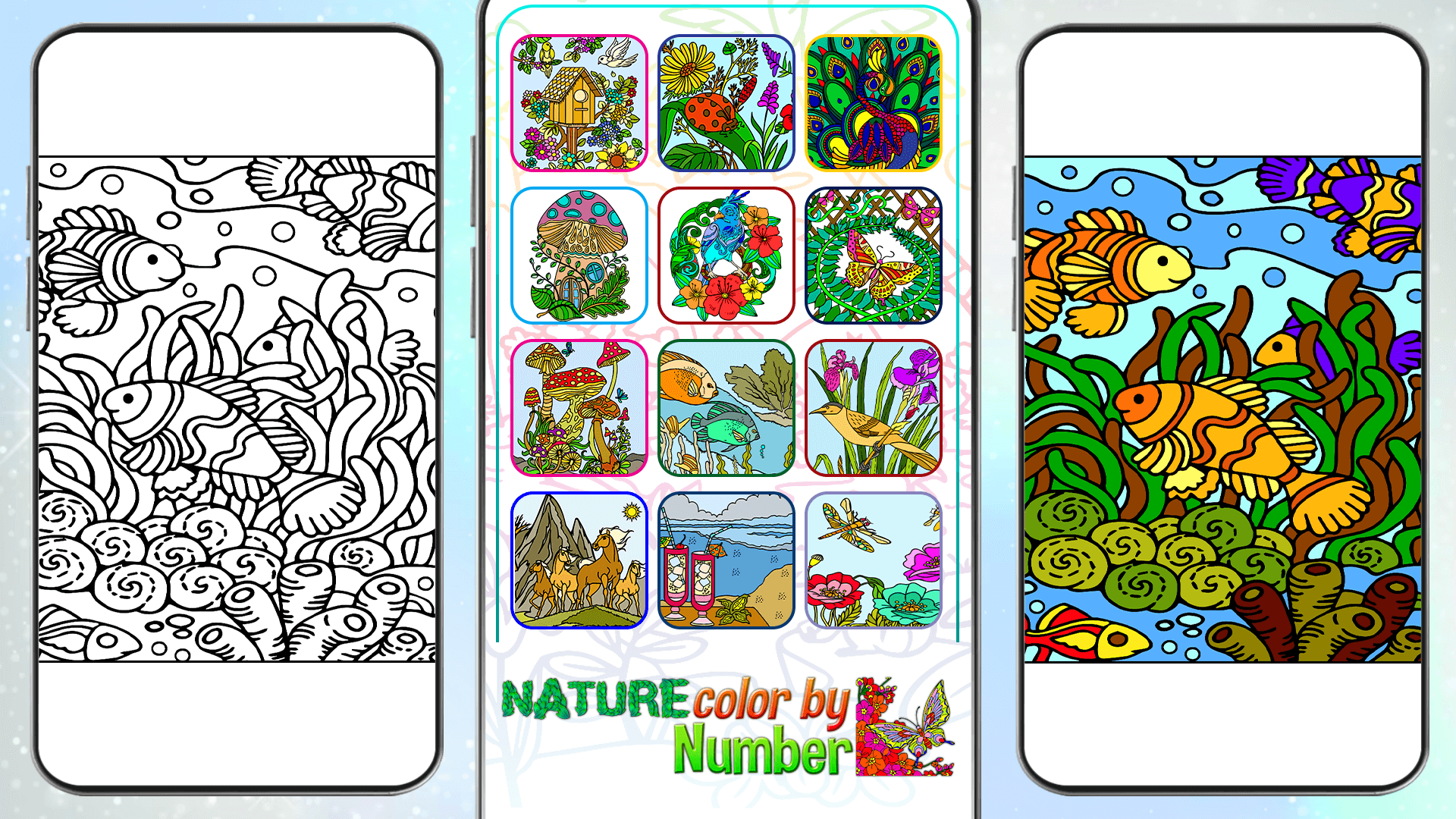 Nature Color by Number - Adult Paint , Glitter & Crayon Coloring Pages ...