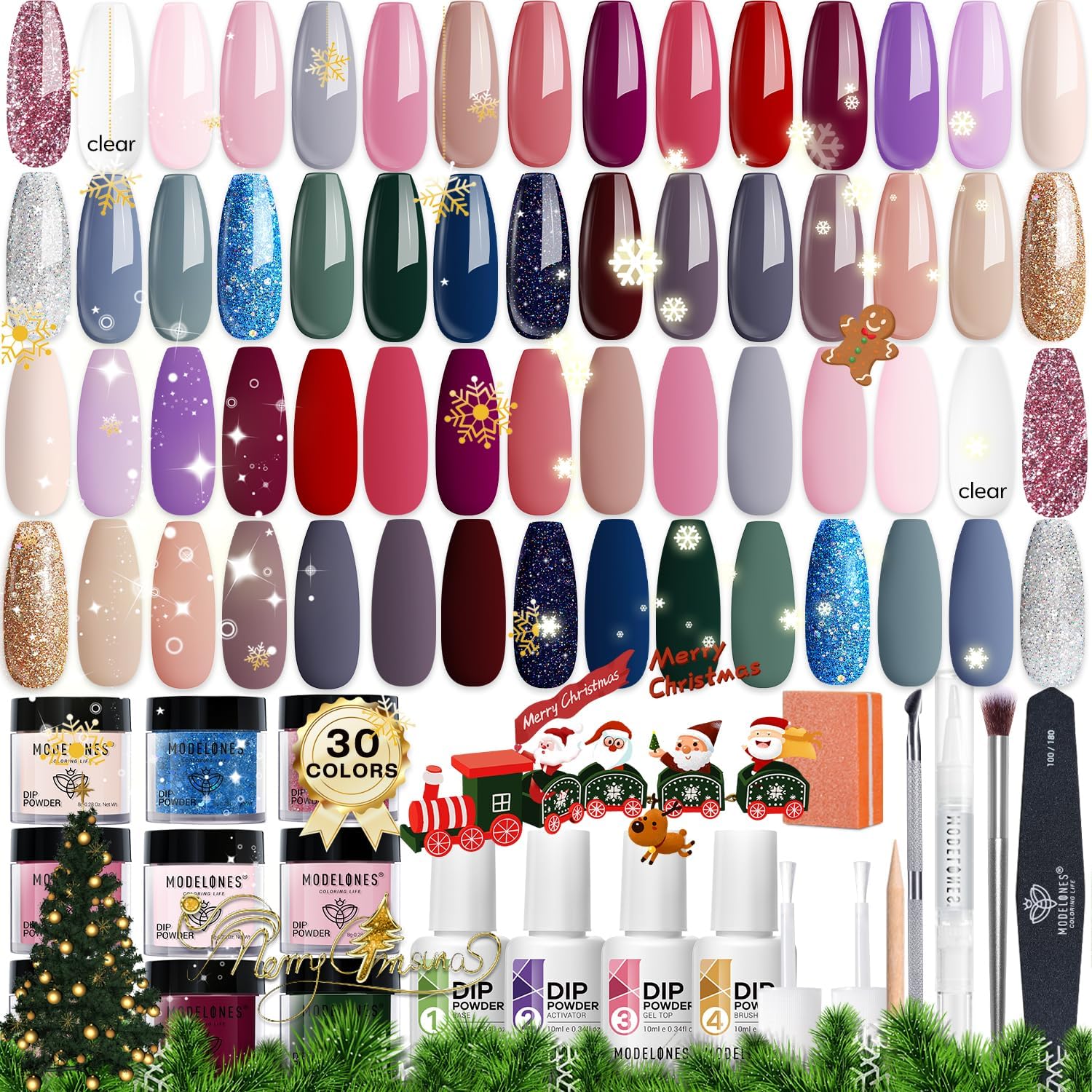 Amazon.com: Modelones 30 Colors Dip Powder Nail Kit, Nude Gray Pink ...