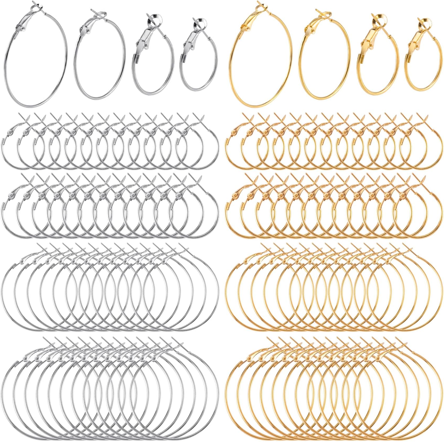 Amazon.com: Amaxiu 100pcs Stainless Steel Earring Hoop, 20mm Anti ...