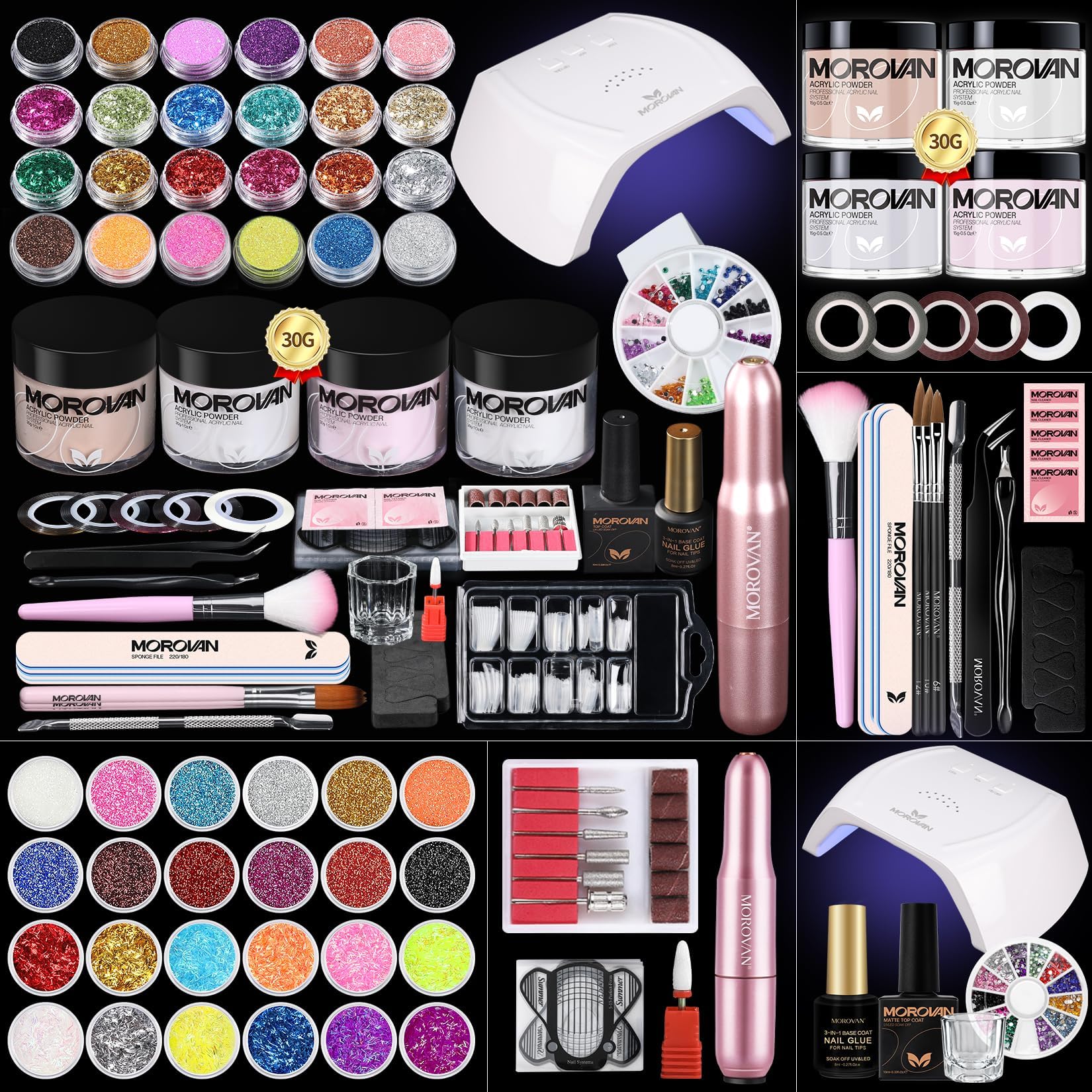 Amazon.com: Morovan Professional Acrylic Nail Kit: for Beginners with ...