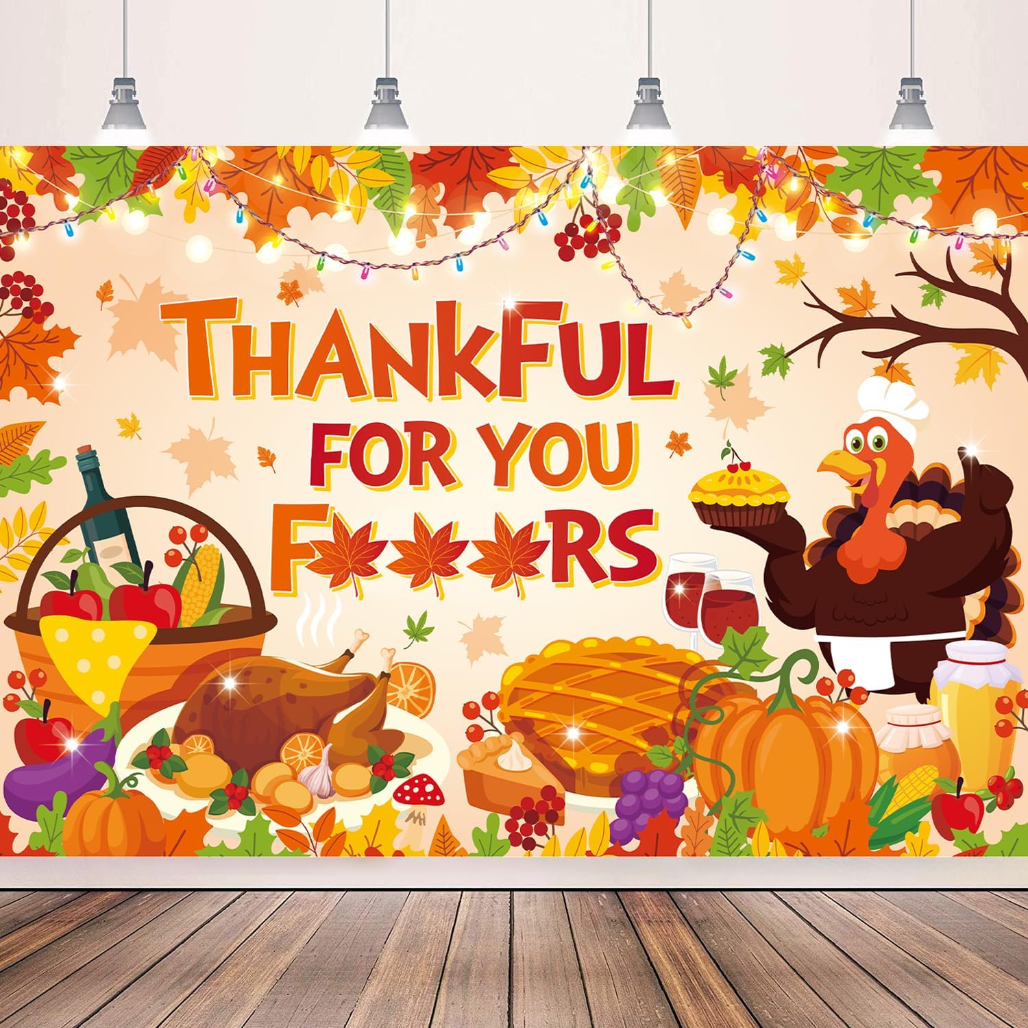 Amazon.com : Friendsgiving Decorations Backdrop Banner Thankful for You ...