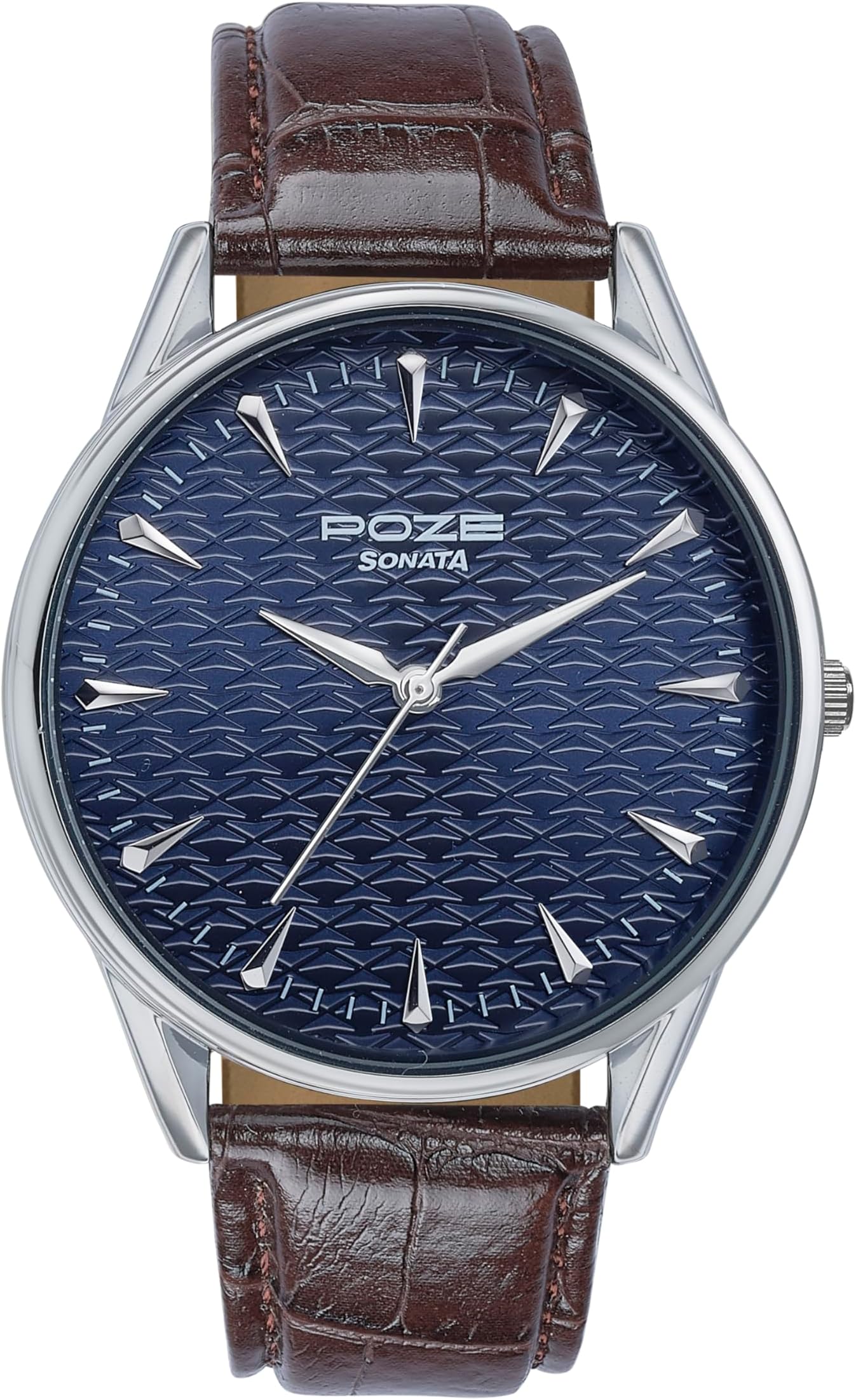 Buy Sonata Poze Quartz Blue Dial Brown Leather Strap Analog Watch for ...