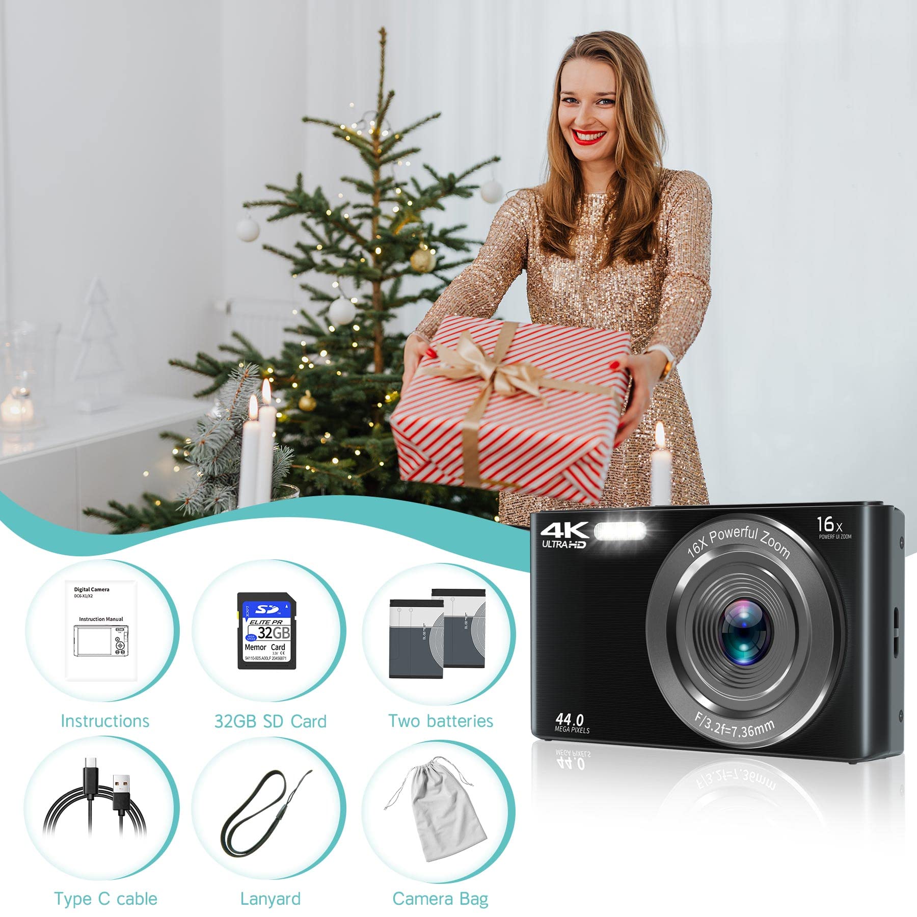 Saneen Digital Camera, 4K Cam...B0B99SR9DR | Encarguelo.com