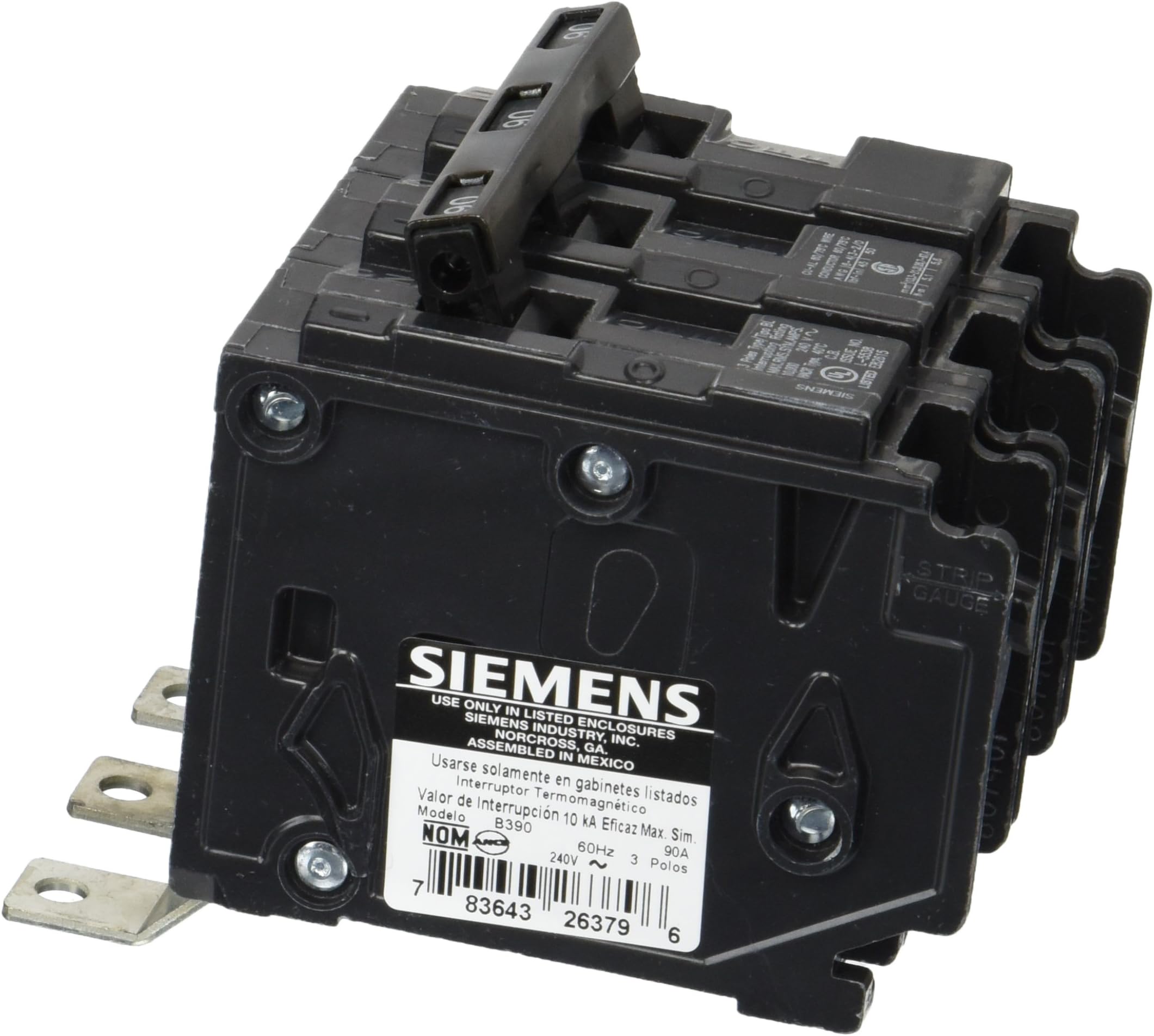 SIEMENS B330 30-Amp Three Pole 240-Volt 10KAIC Bolt in Breaker, Black ...