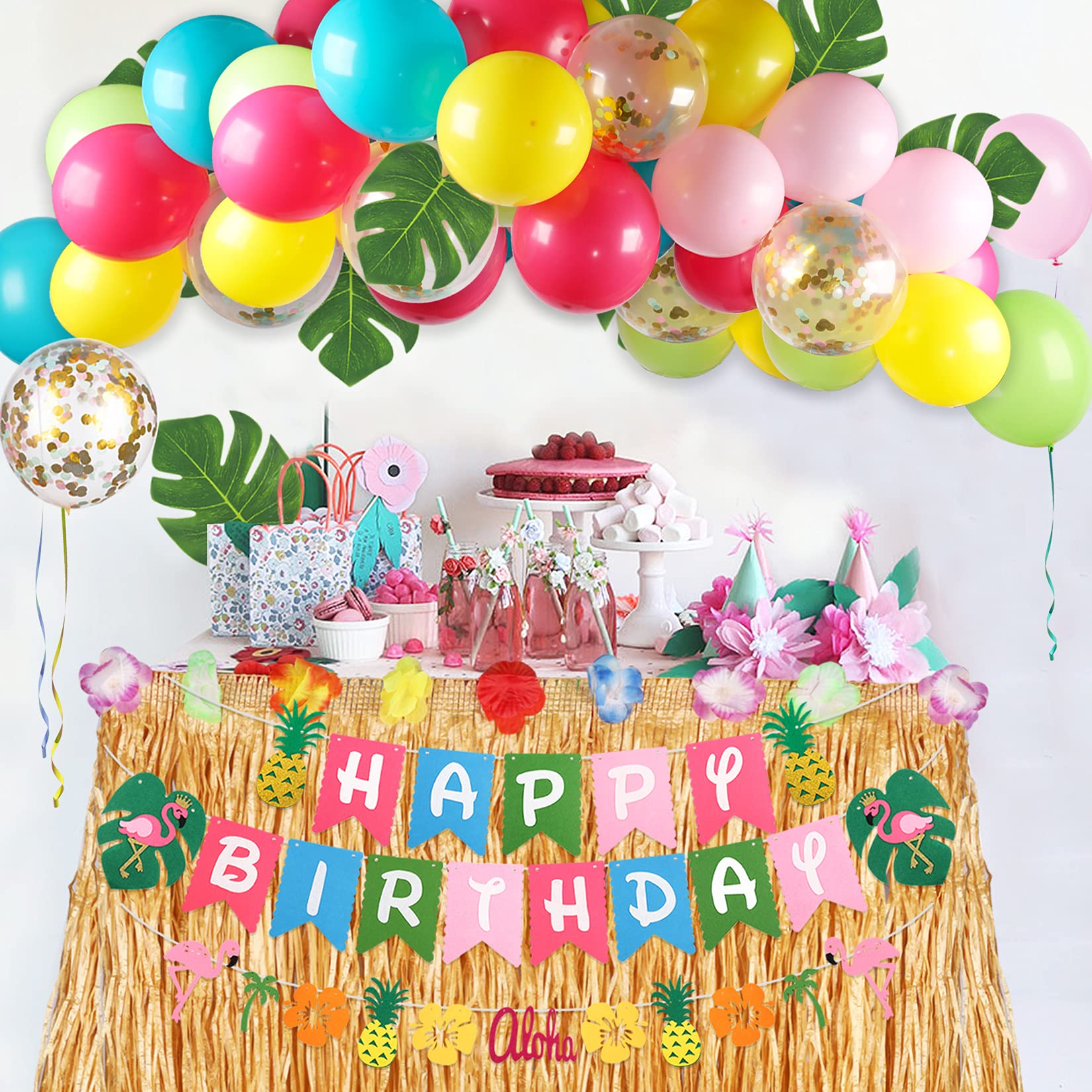 EAF Hawaiian Birthday Decorations Luau Birthday Party Decorations with ...