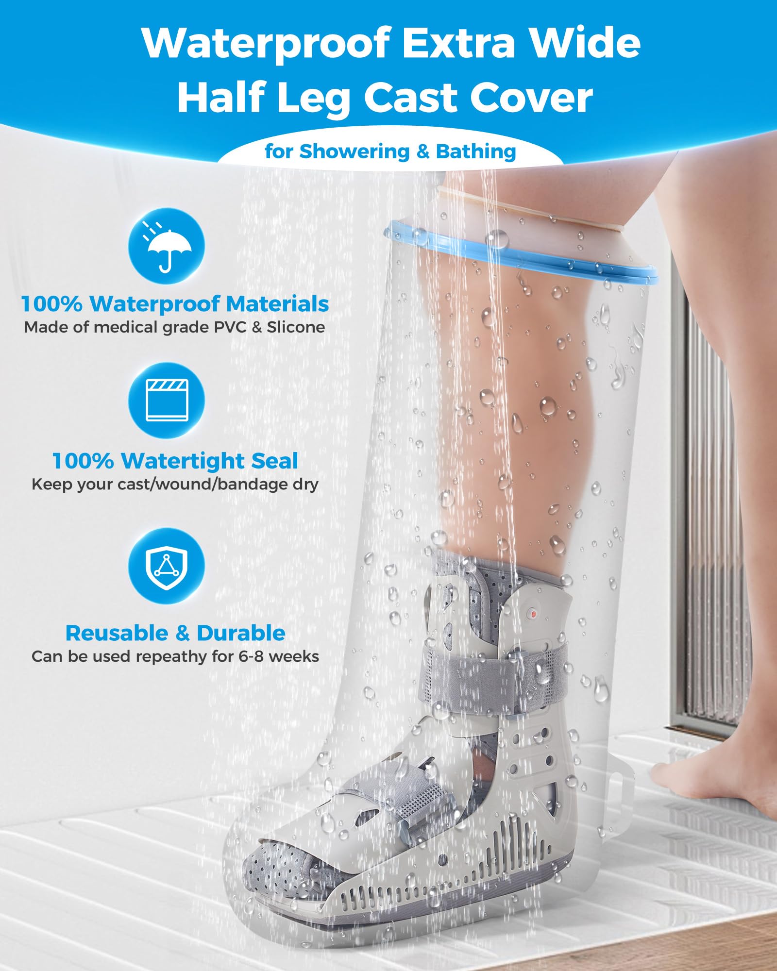 Snapklik.com : Forias Extra Wide Leg Cast Cover For Shower Adult ...