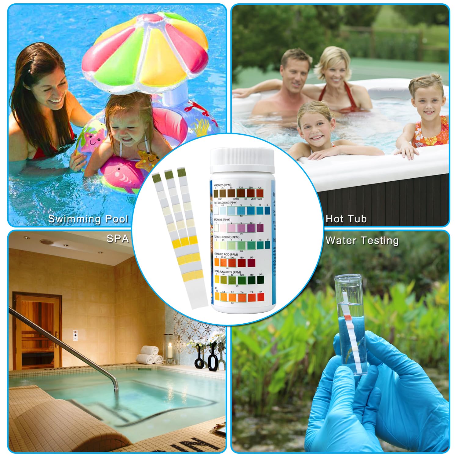 Snapklik.com : 7-in-1 Pool Test Strips, 100 Strips Water Testing For ...