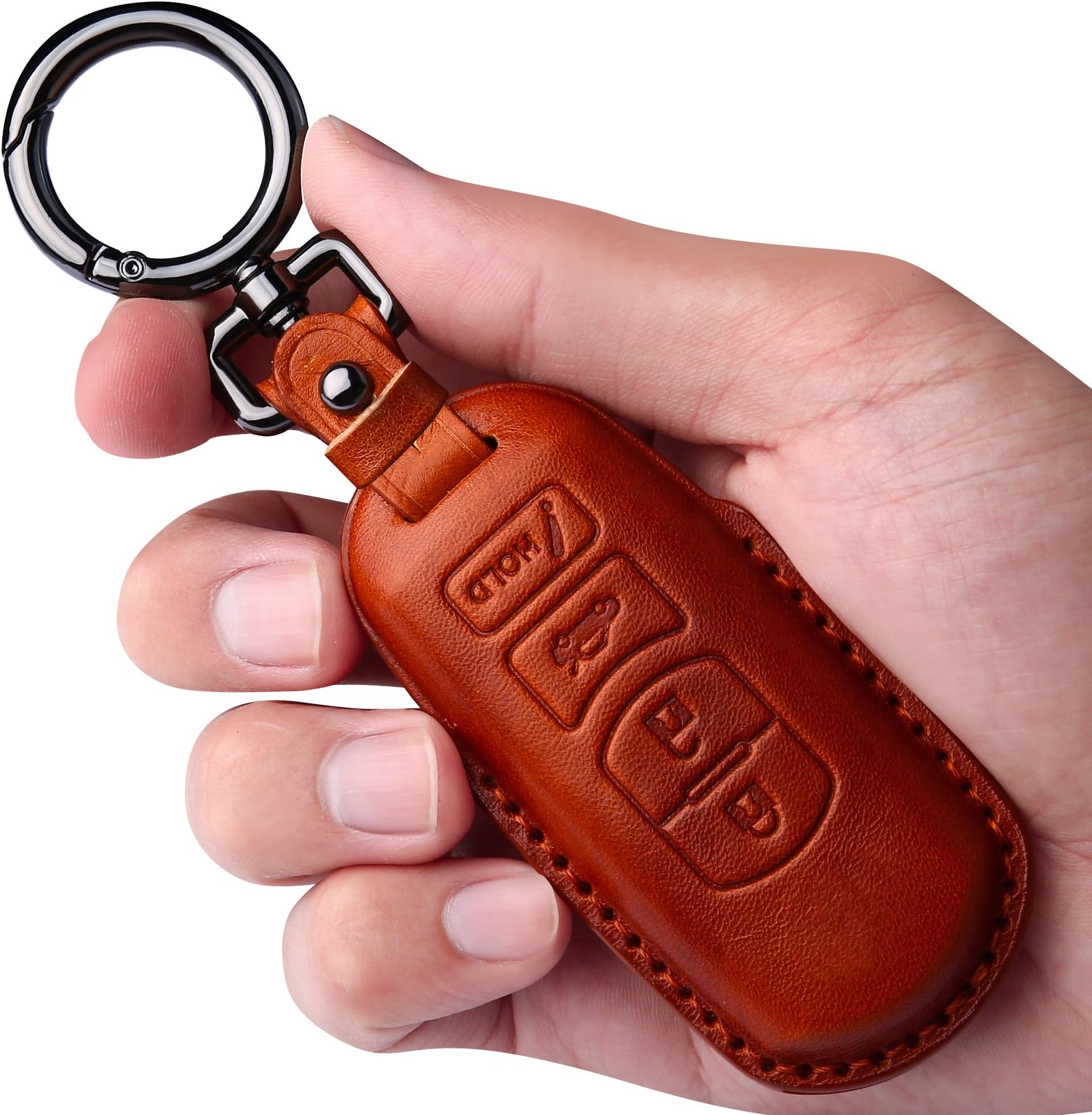 Amazon.com: Tukellen for Mazda Leather Key Fob Cover with Keychain ...