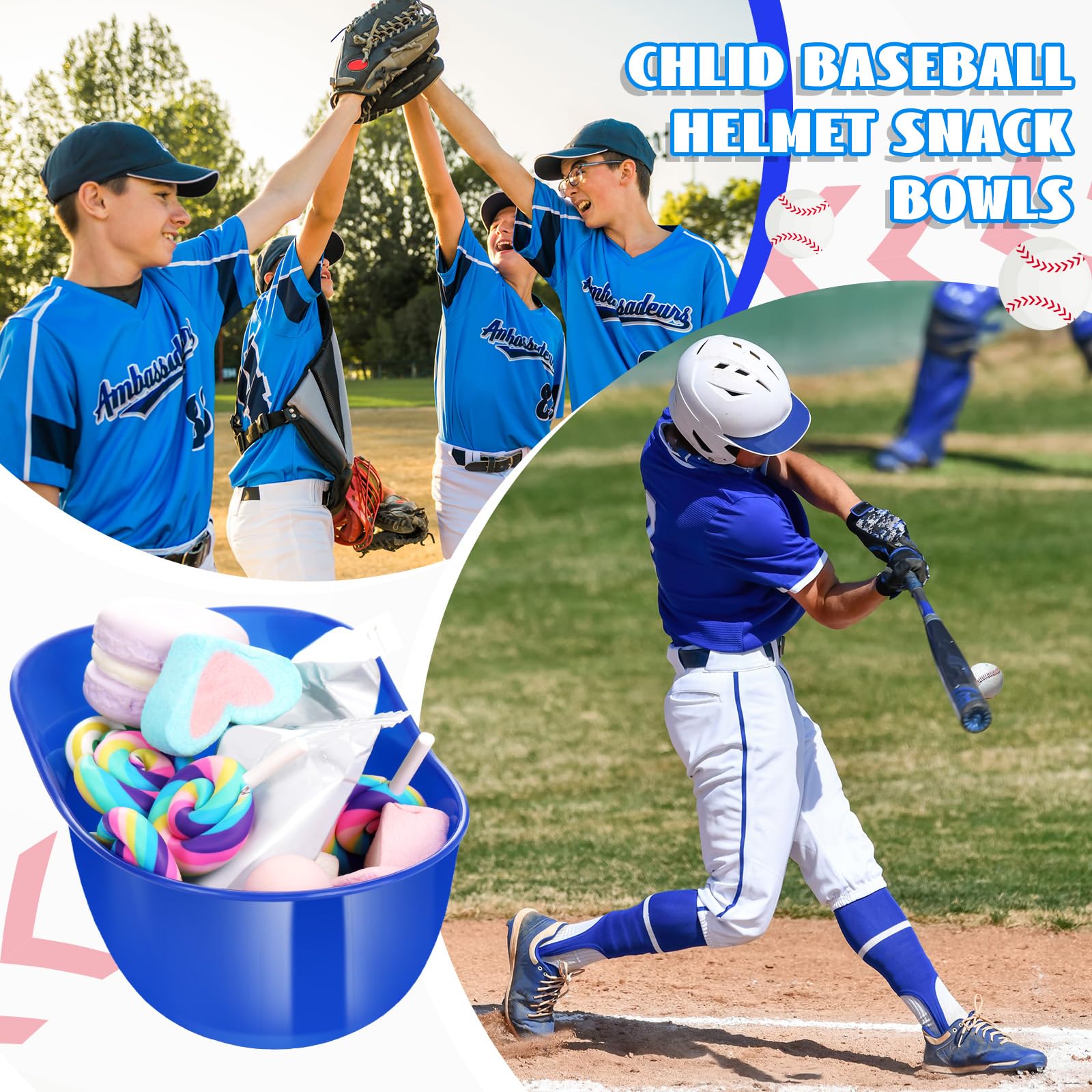 Snapklik.com : Baderke Baseball Helmet Ice Cream Snack Bowl 8 Oz Mini ...