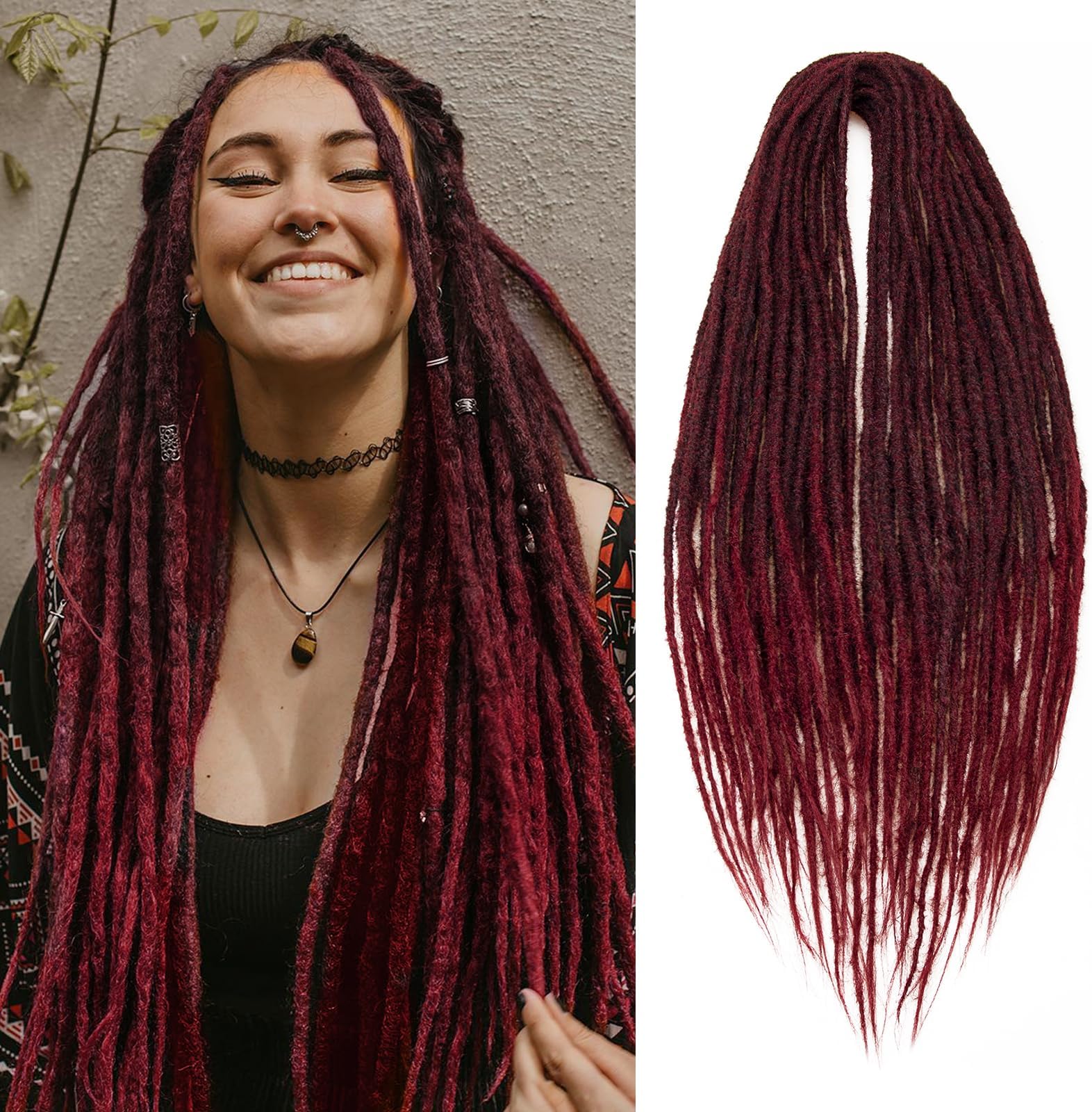 Amazon.com : Dreadlock Extensions 24inch Double Ended Hippie Dreads ...