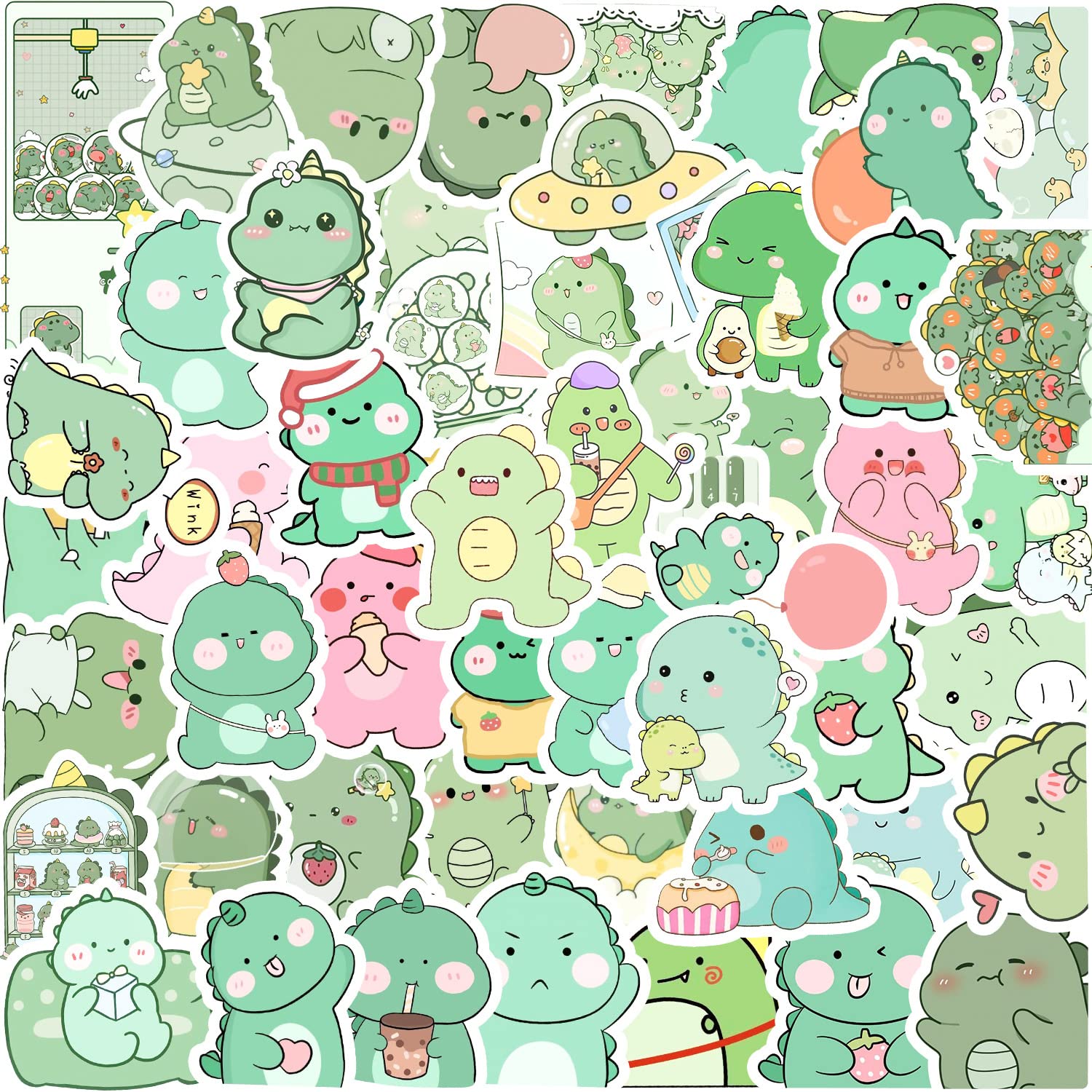 Amazon.com: 100Pcs Dinosaur Stickers, Cute Cartoon Stickers for Kids ...