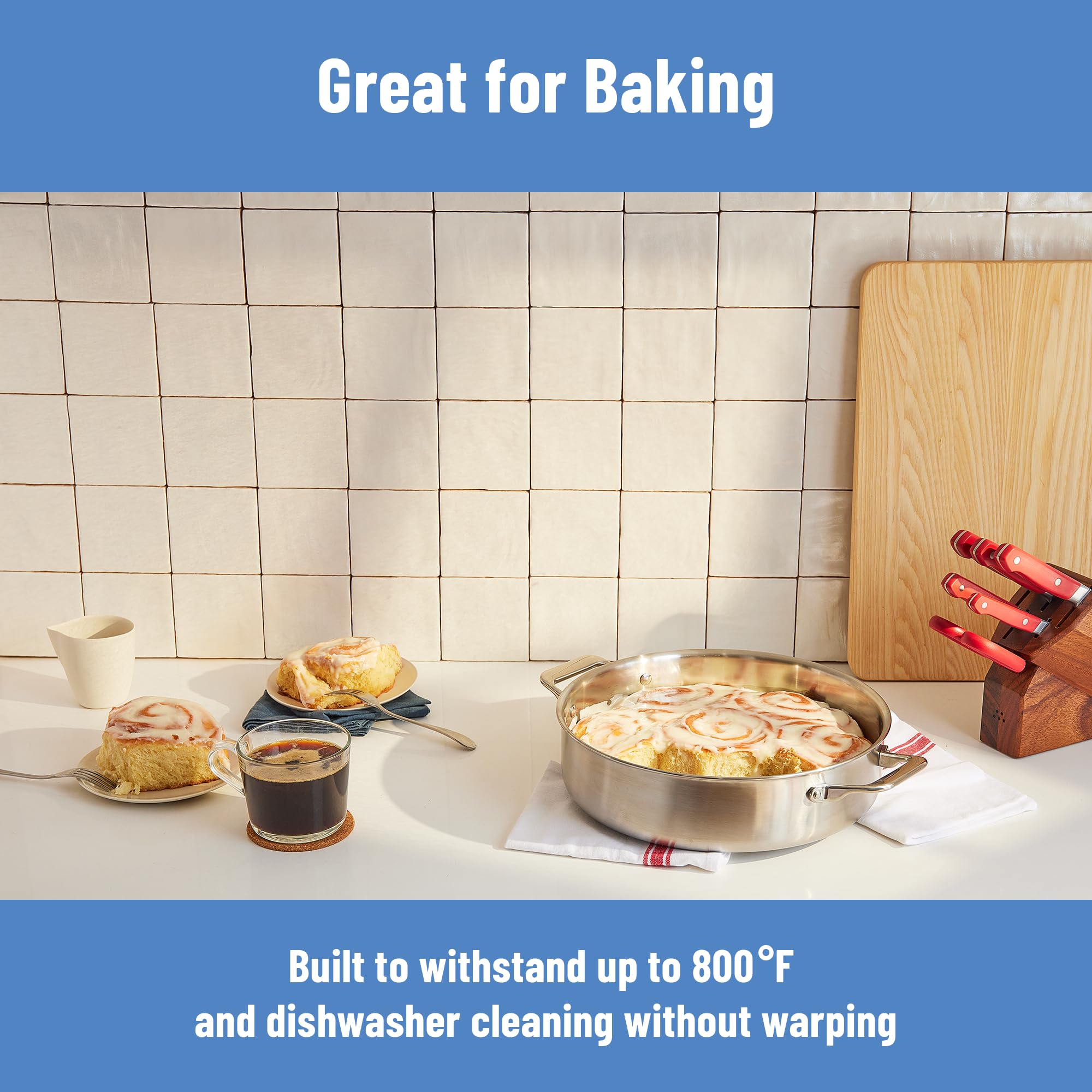 Snapklik.com : Misen 5-Ply Stainless Steel 6QT Rondeau Wide, Flat ...
