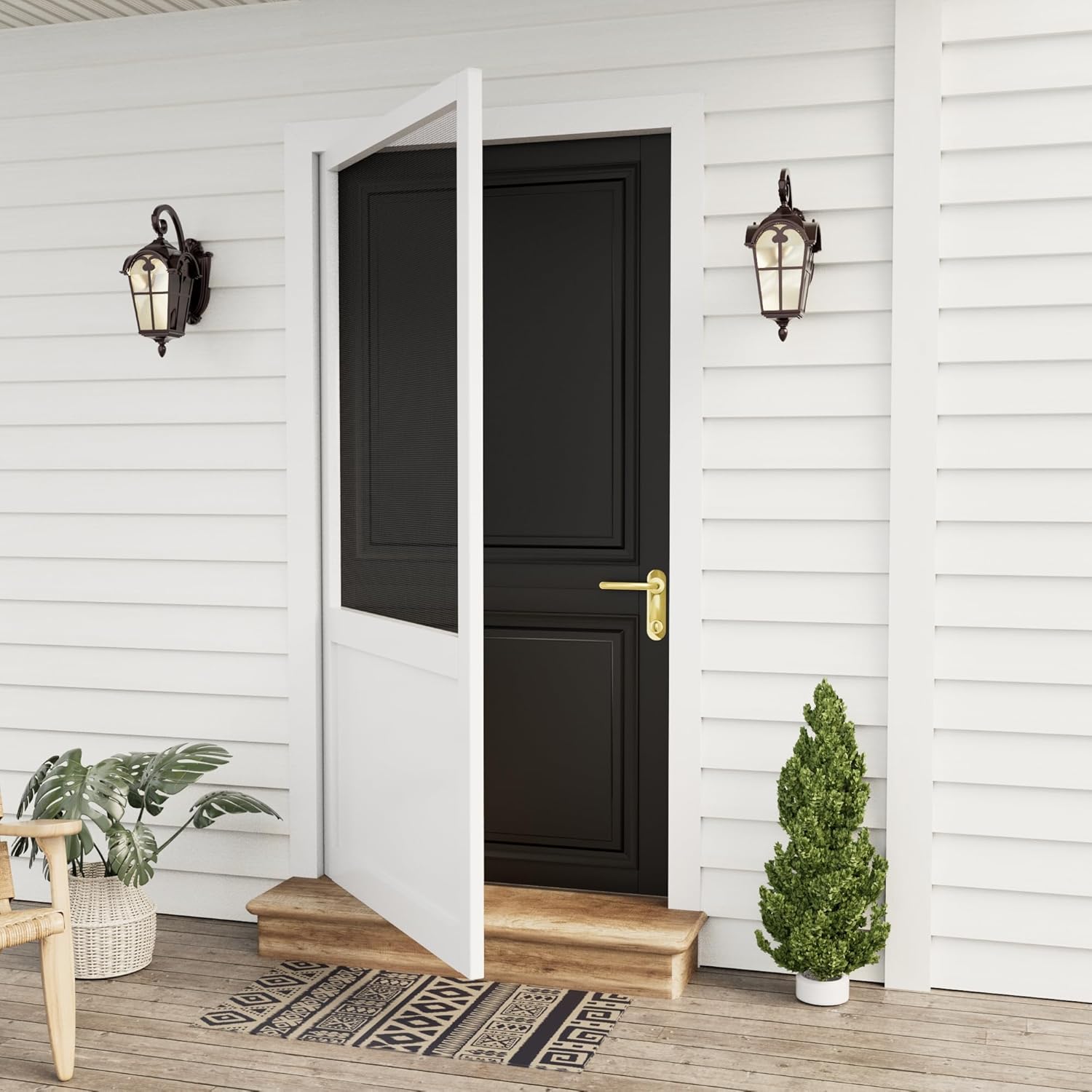 Screen Half Lit 80-in Height White Primed Screen Door Slab Only,36" x ...