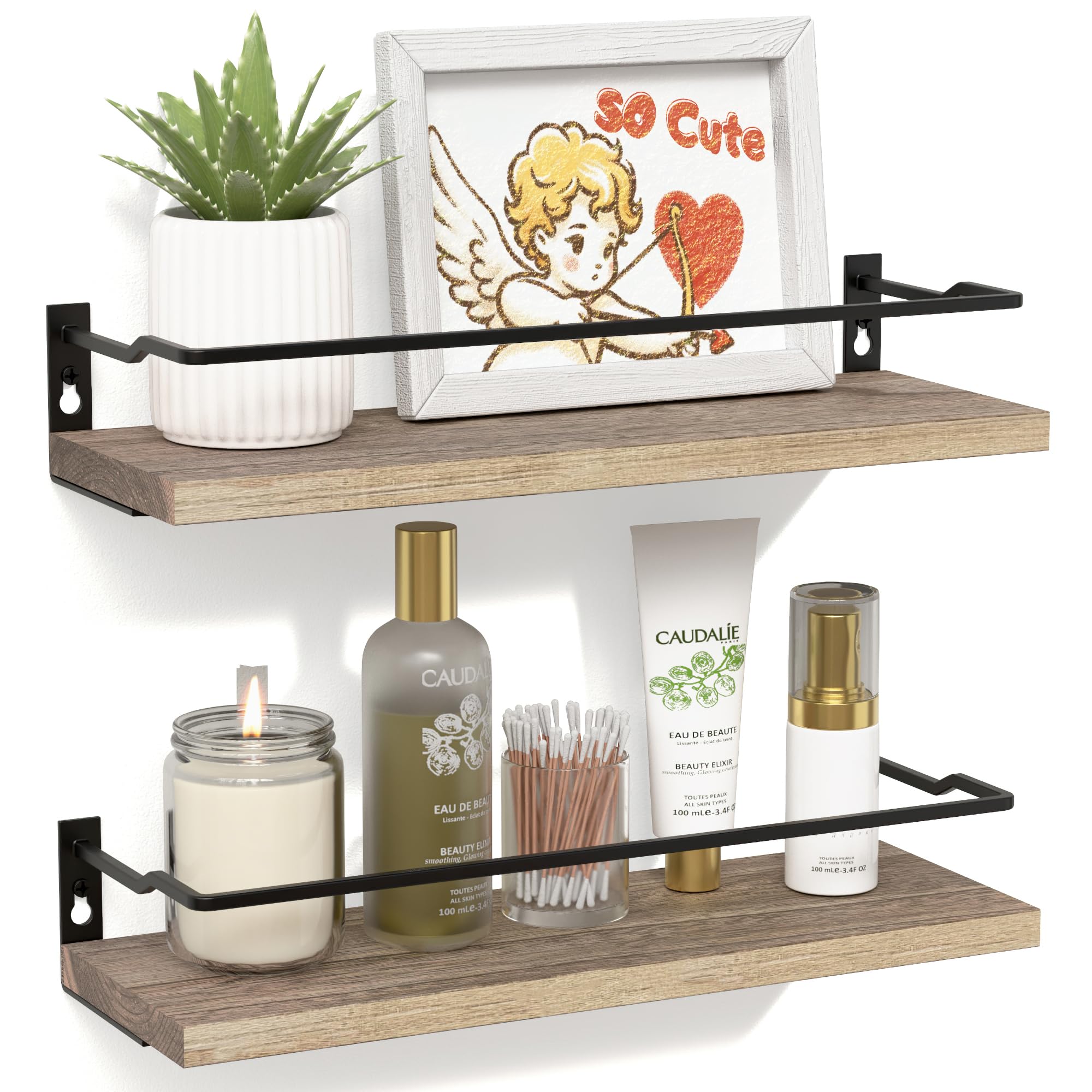 Amazon.com: RICHER HOUSE Bathroom Shelves, Guard-Rail Floating Shelves ...