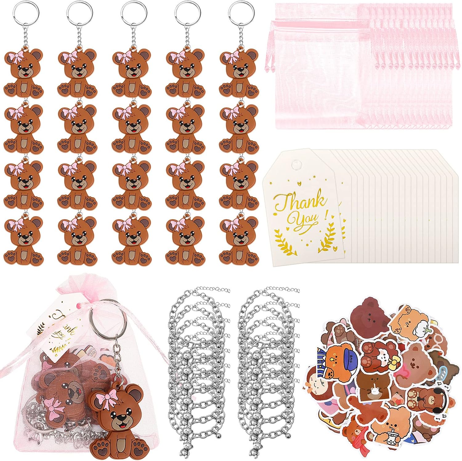 Amazon.com: Nosiny 130 Pcs Lovely Bear Baby Shower Favors Bear Keychain ...